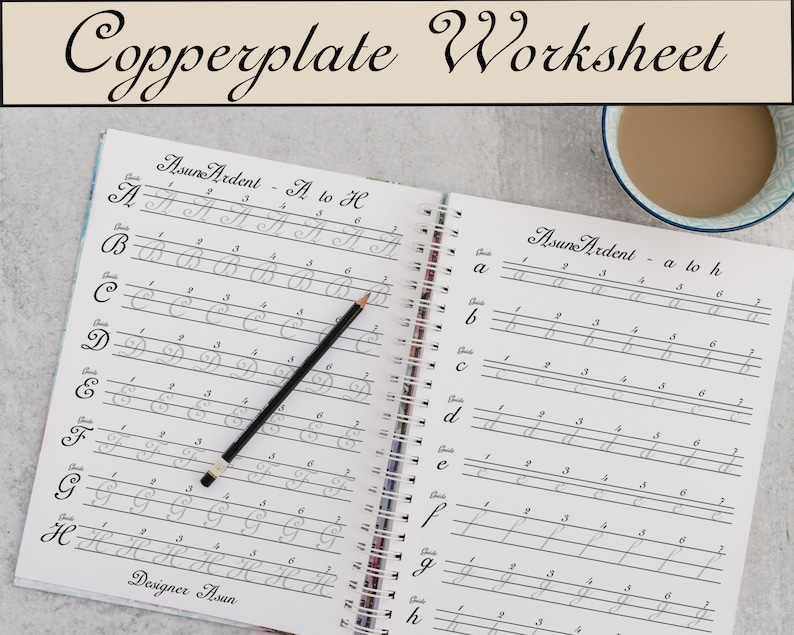 Copperplate Calligraphy Practice Template | Printable Worksheet ...