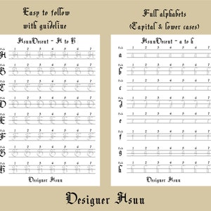 Printable Gothic Calligraphy Alphabet Template, Gothic Penmanship for ...