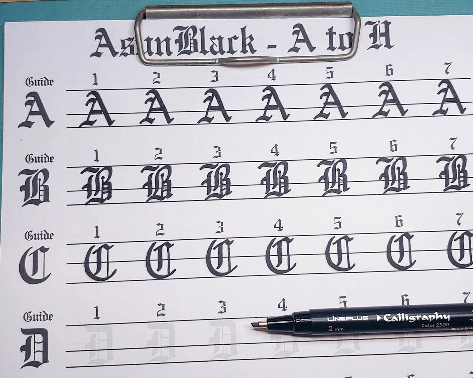 Fancy Gothic Calligraphy Worksheet, Printable Gothic Letter Practice ...