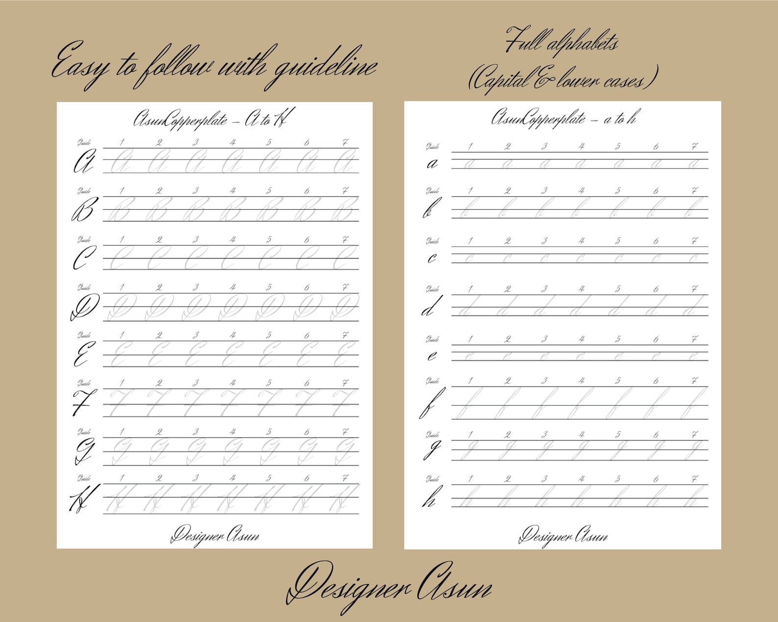 Copperplate Calligraphy Worksheet Printable Template PDF for - Etsy