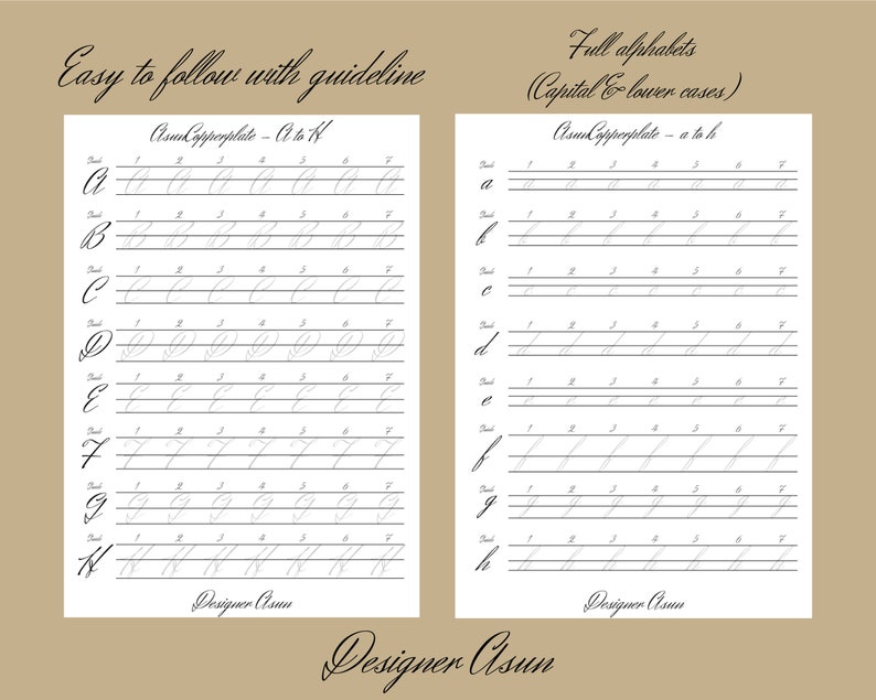 Copperplate Calligraphy Worksheet Printable Template PDF for - Etsy