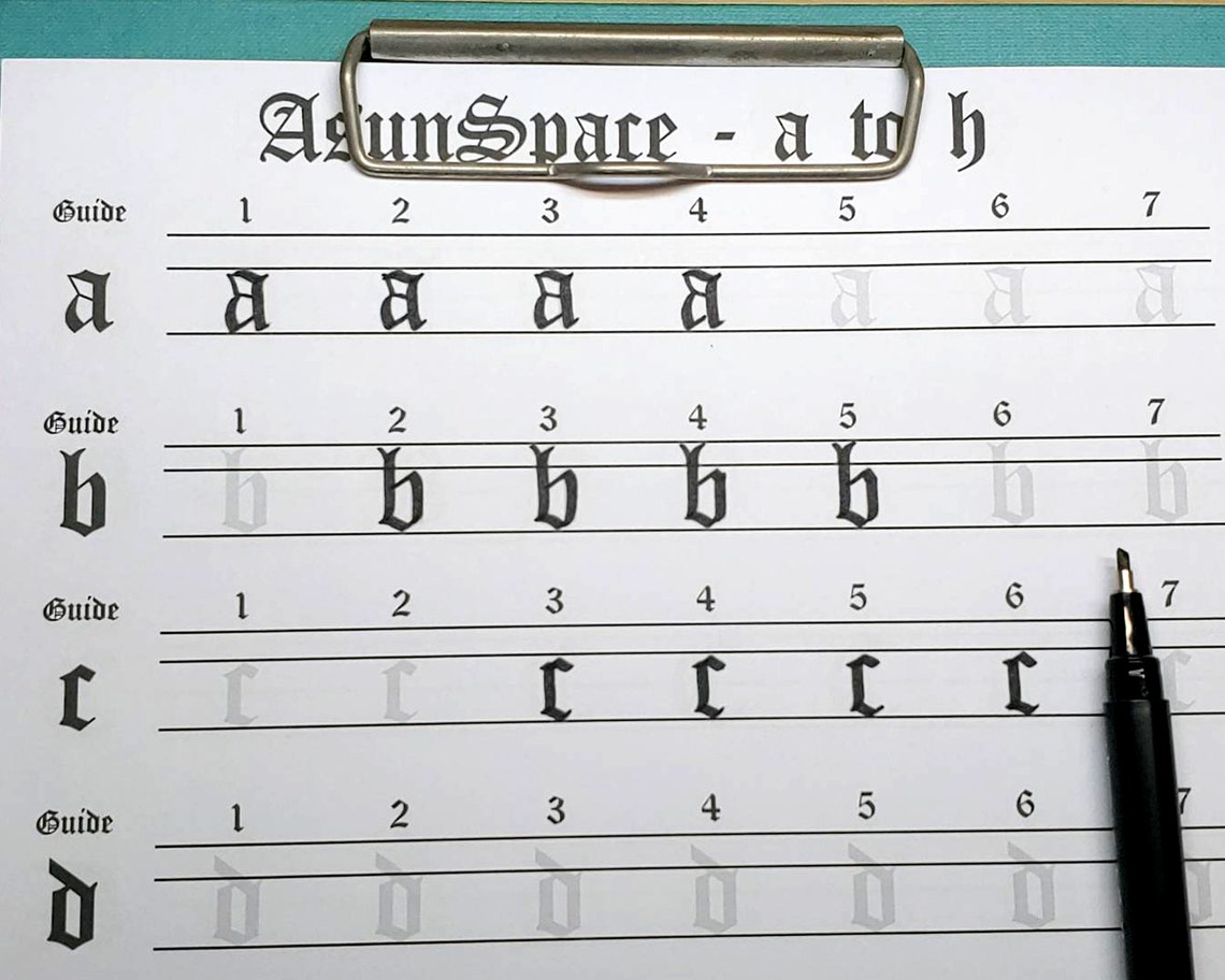 Gothic Letter Calligraphy Template Gothic Calligraphy Practice for ...