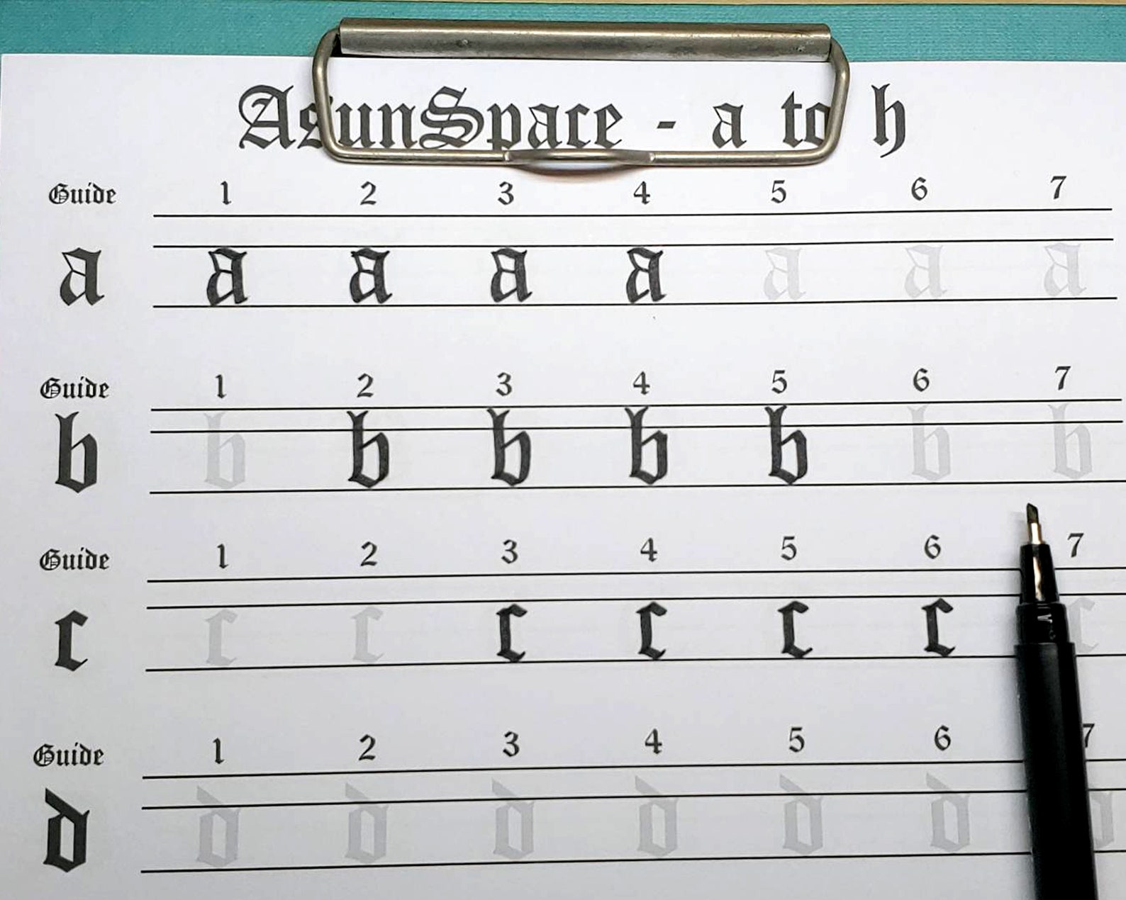 Gothic Letter Calligraphy Template Gothic Calligraphy Practice for ...