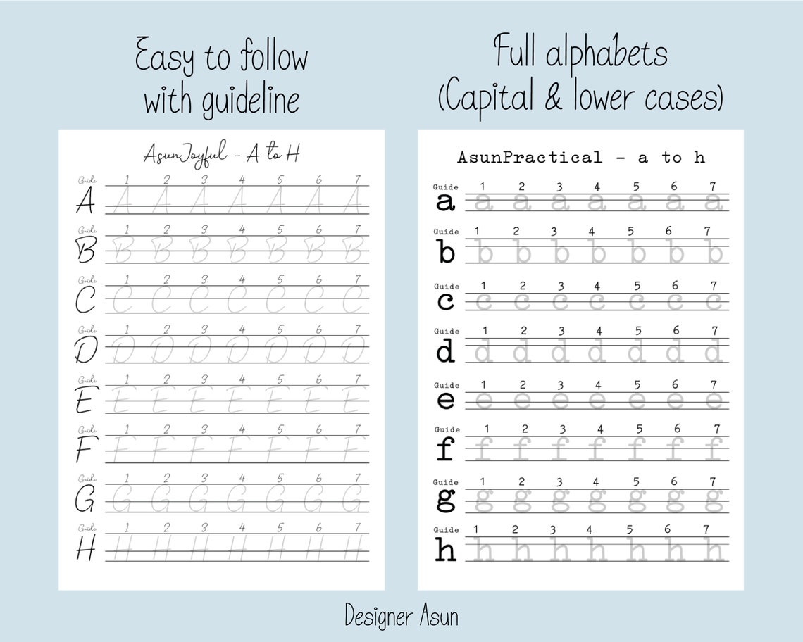 Handwriting Worksheet Template Bundle Pack Self-learning | Etsy