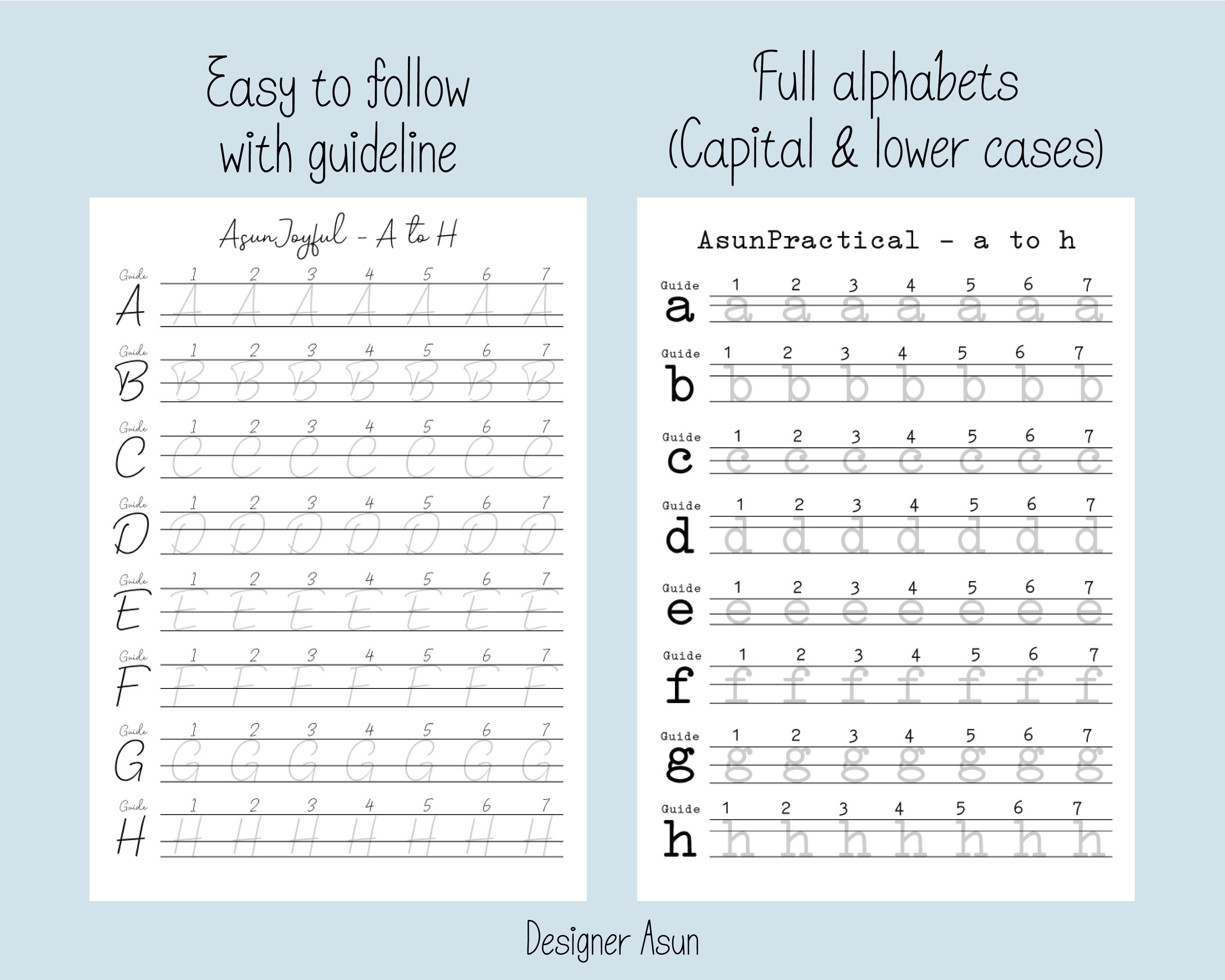 Handwriting Worksheet Template Bundle Pack Self-learning Handwriting ...