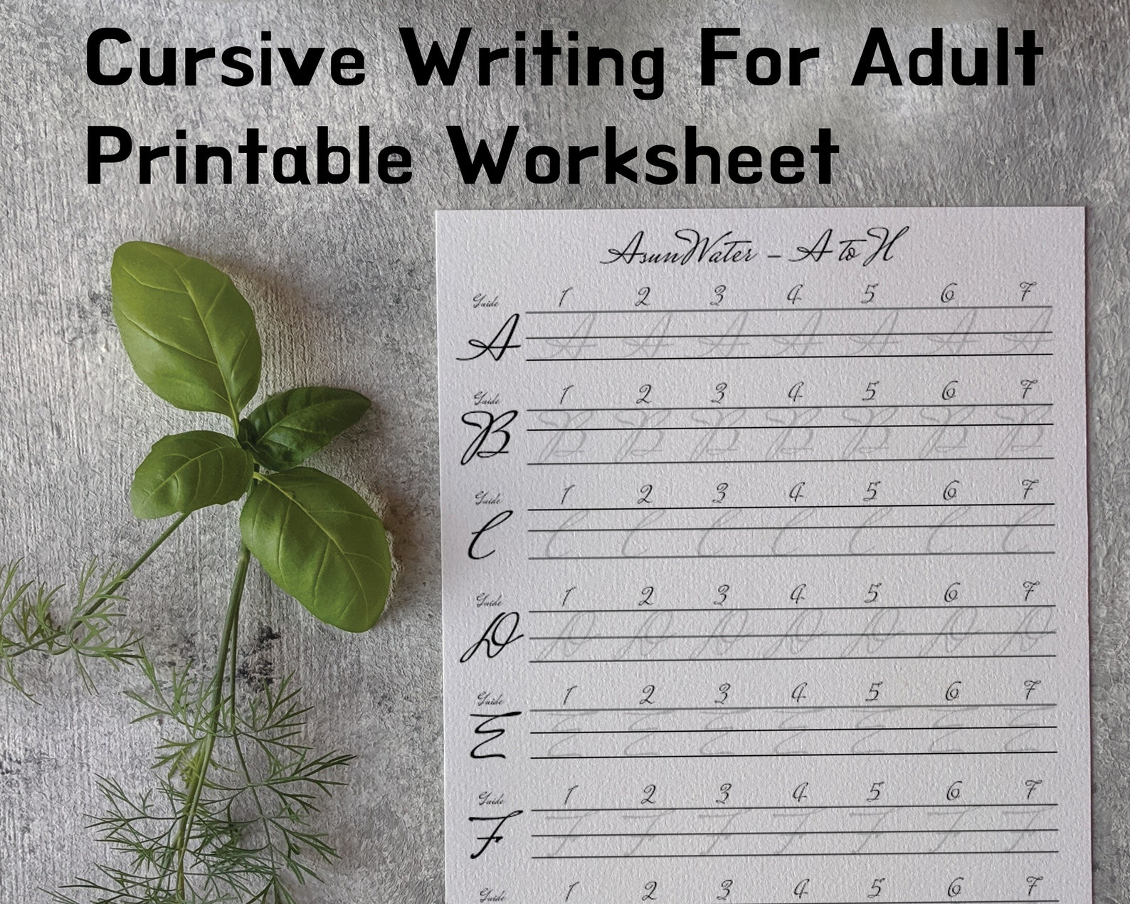 Fancy Cursive Letter Practice for Adult, Handwriting Penmanship Sheet ...