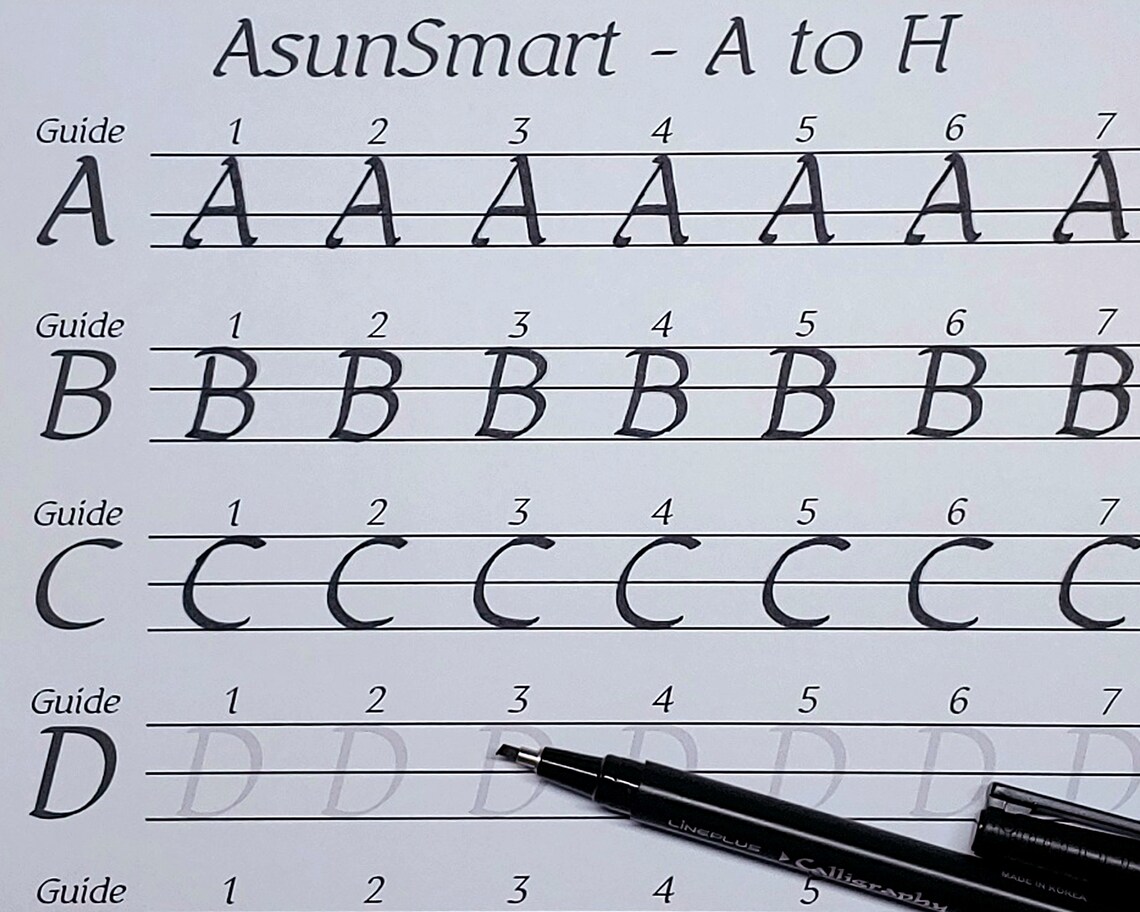 Italic Calligraphy Template Worksheet Italic Script Font Practice Sheet ...