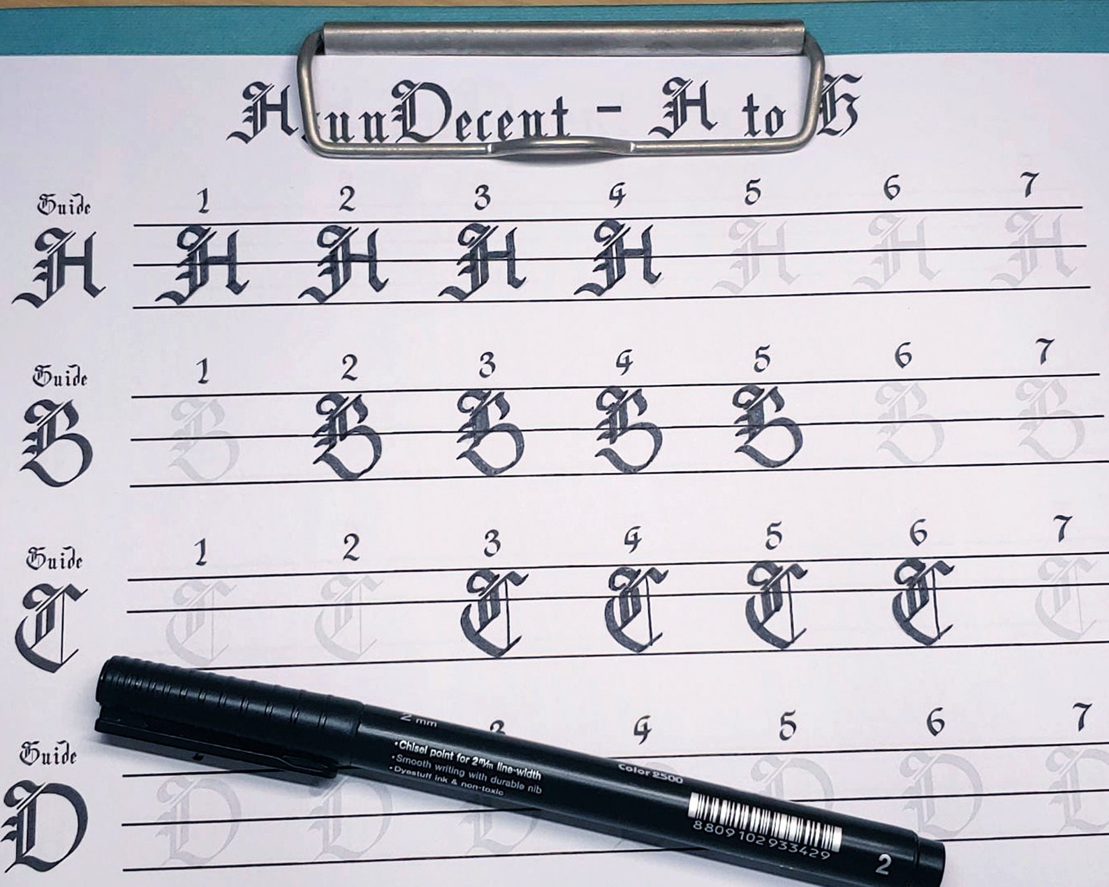 Printable Gothic Calligraphy Alphabet Template, Gothic Penmanship for ...