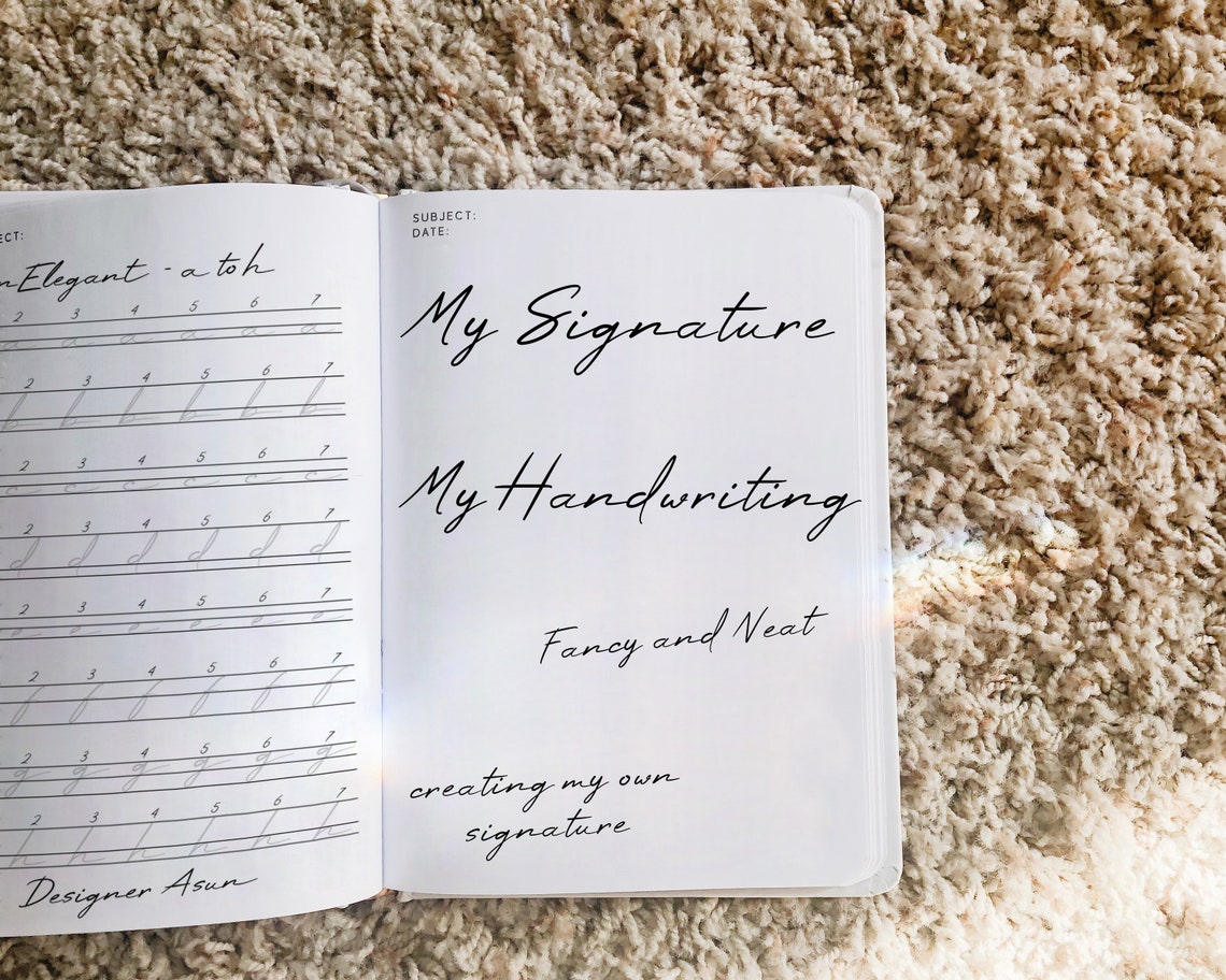 Signature Handwriting Printable Worksheet for Beginners, Signature Font ...