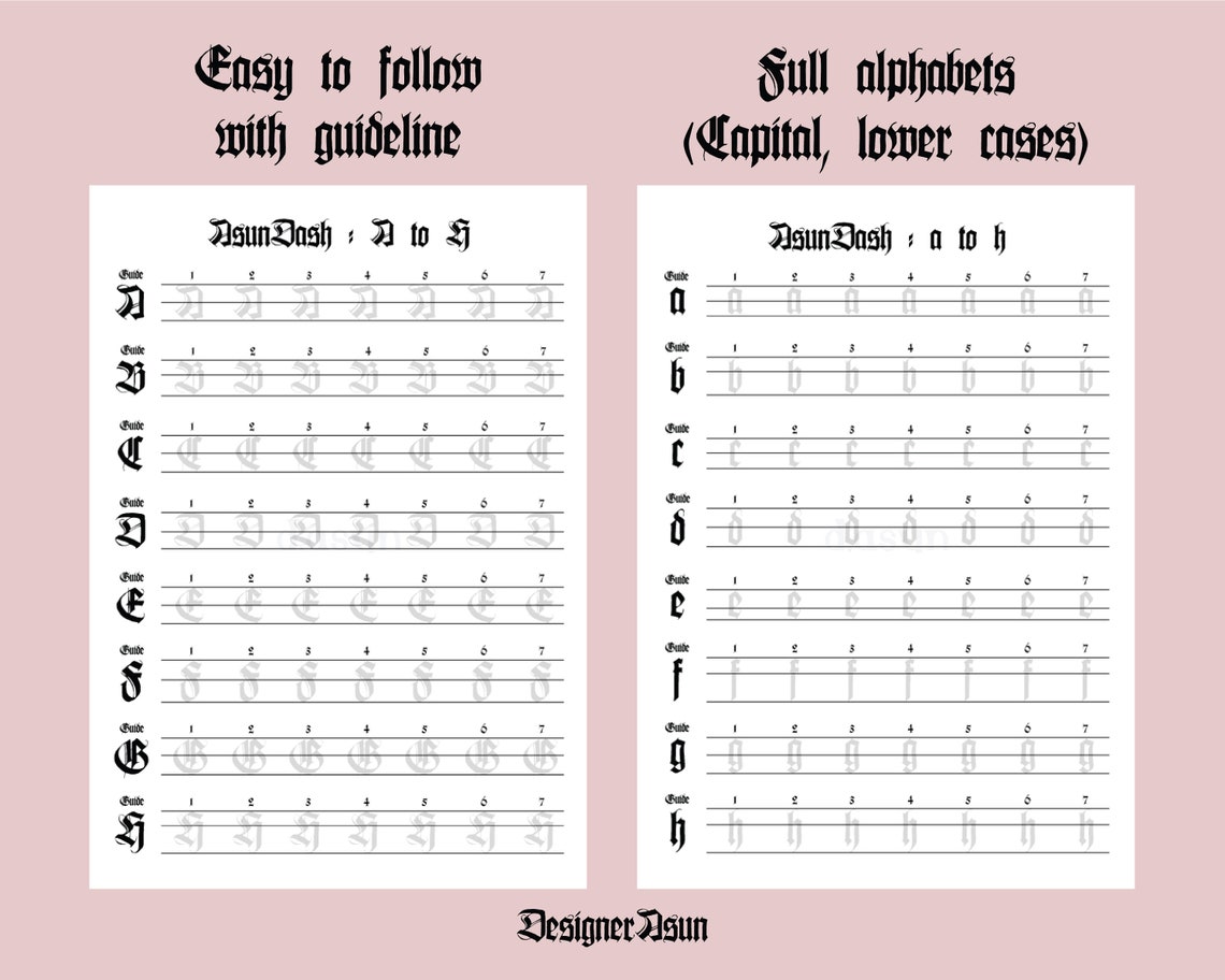 Gothic Calligraphy Blank Workbook With Guideline for Calligraphy ...