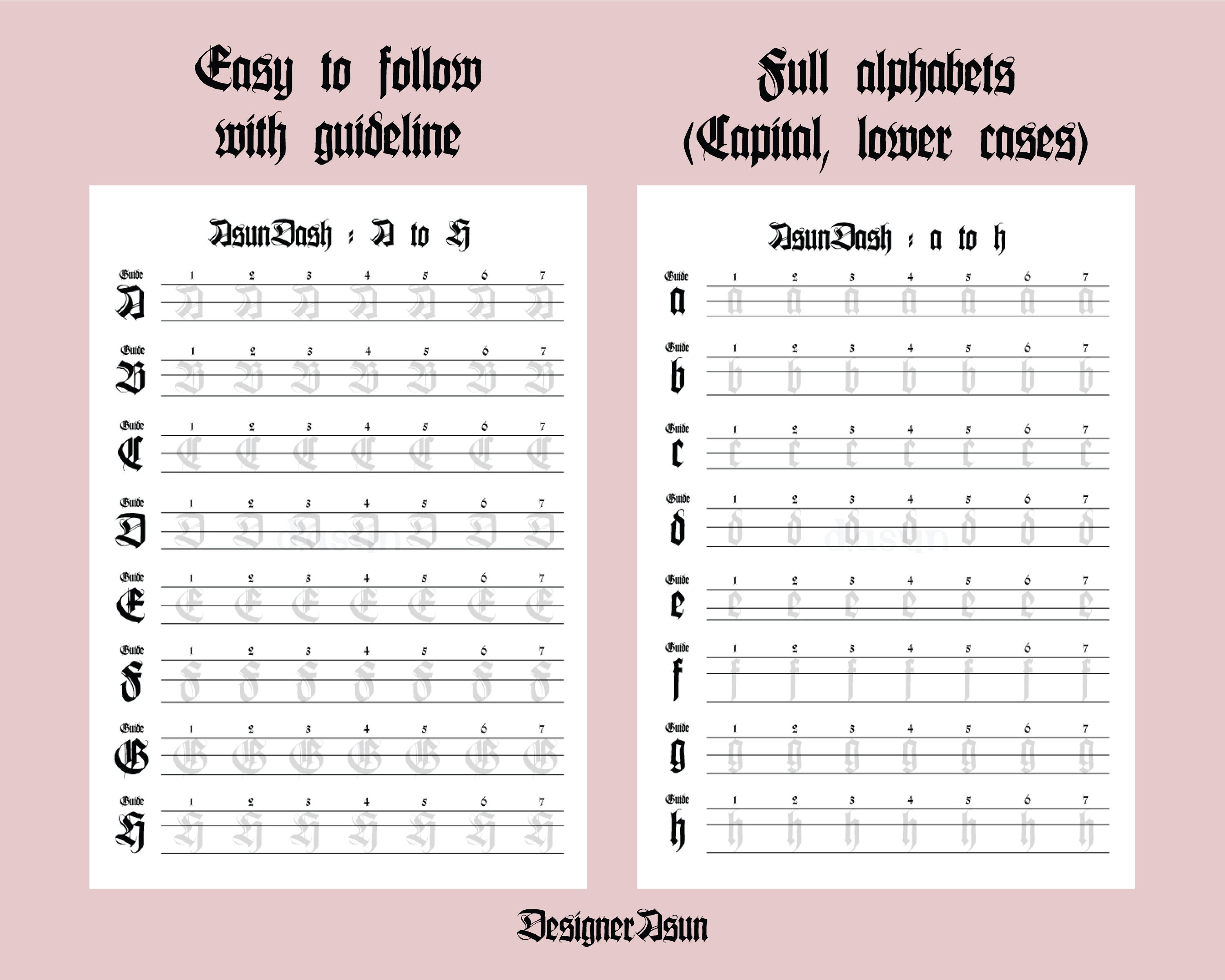 Gothic Calligraphy Blank Workbook With Guideline for Calligraphy ...