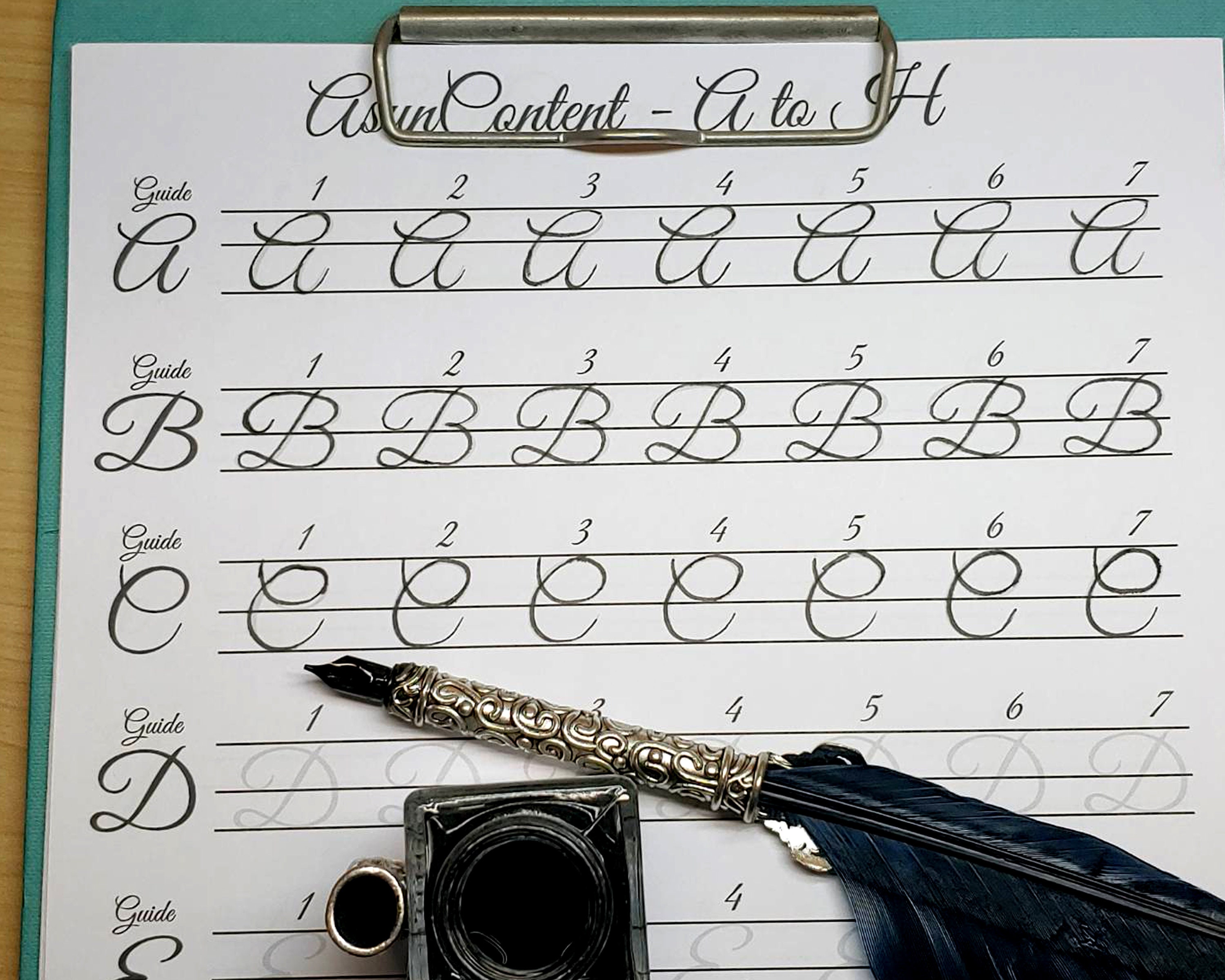 Copperplate Calligraphy Template Worksheet | Copperplate Calligraphy ...