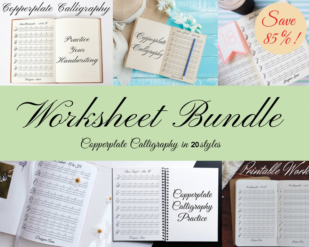 Copperplate Calligraphy Template Bundle Pack | Copperplate Calligraphy ...