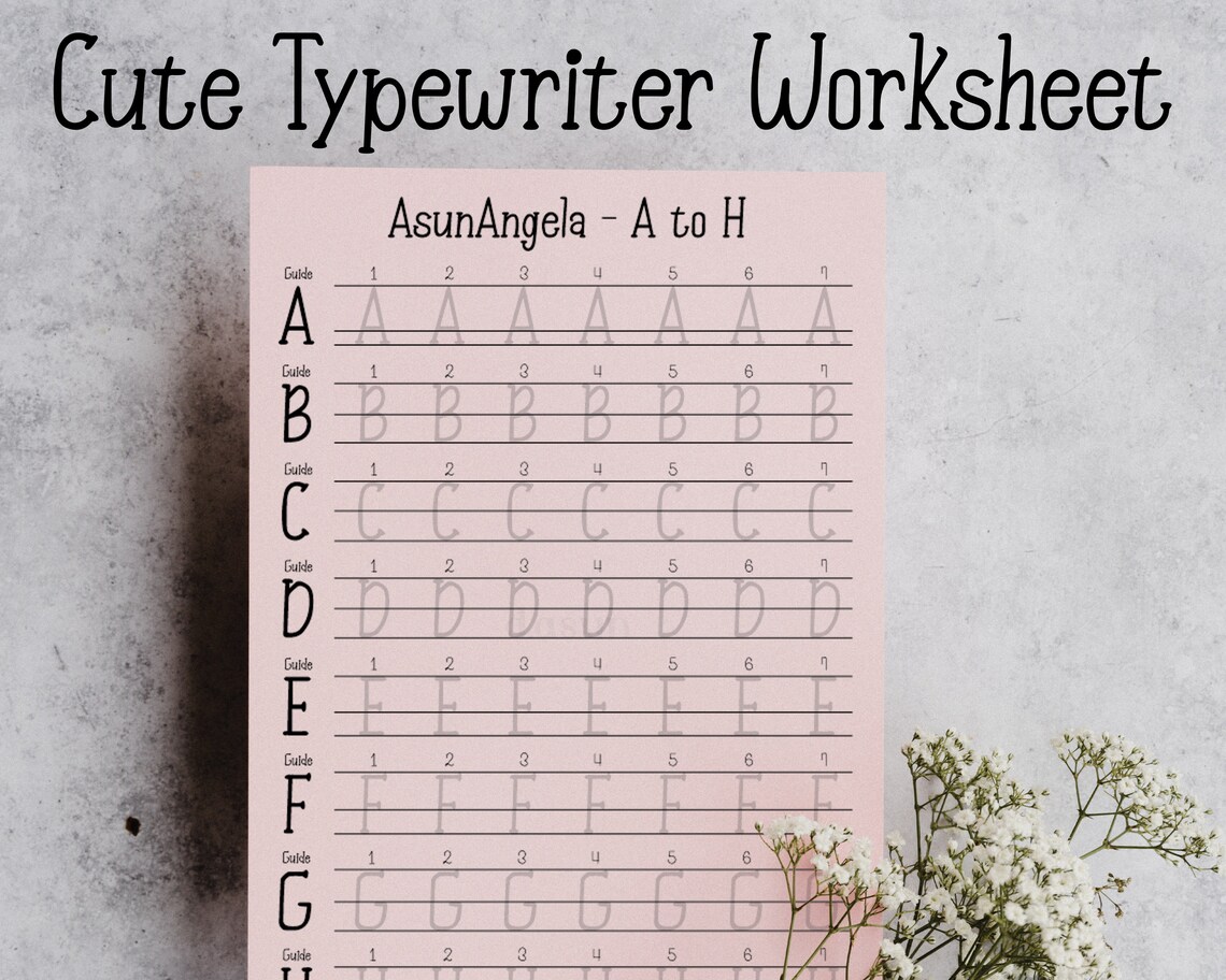 Cute Typewriter Font Practice Sheet PDF Typewriter Alphabet Writing ...