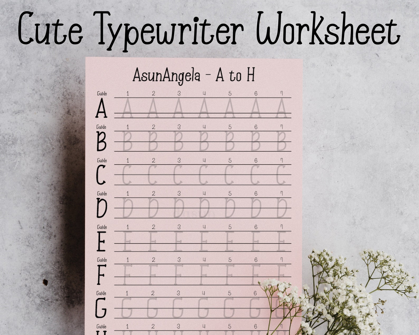 Cute Typewriter Font Practice Sheet PDF Typewriter Alphabet Writing ...