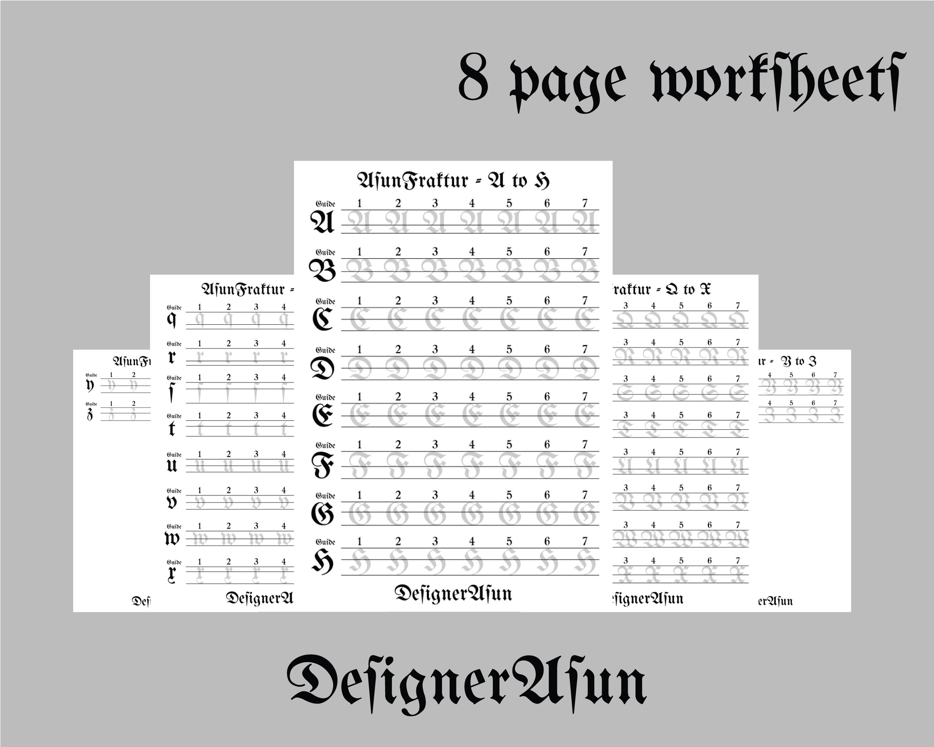 Printable Fraktur Calligraphy Worksheet | 2021 New Year Creative ...