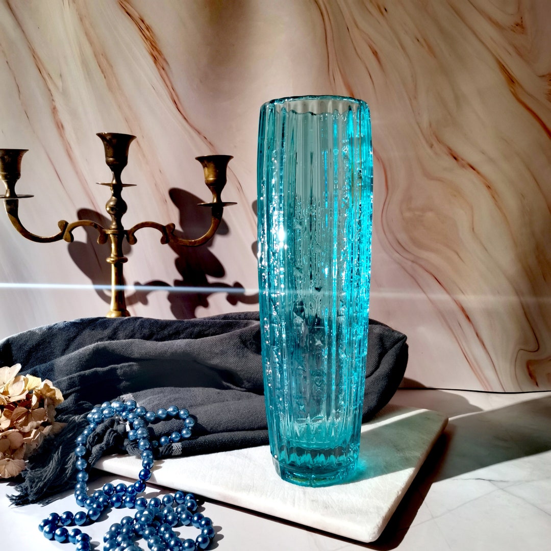 Vaclav Hanus Sklo Union Bohemia Turquoise Art Glass Vase 1960s - Etsy