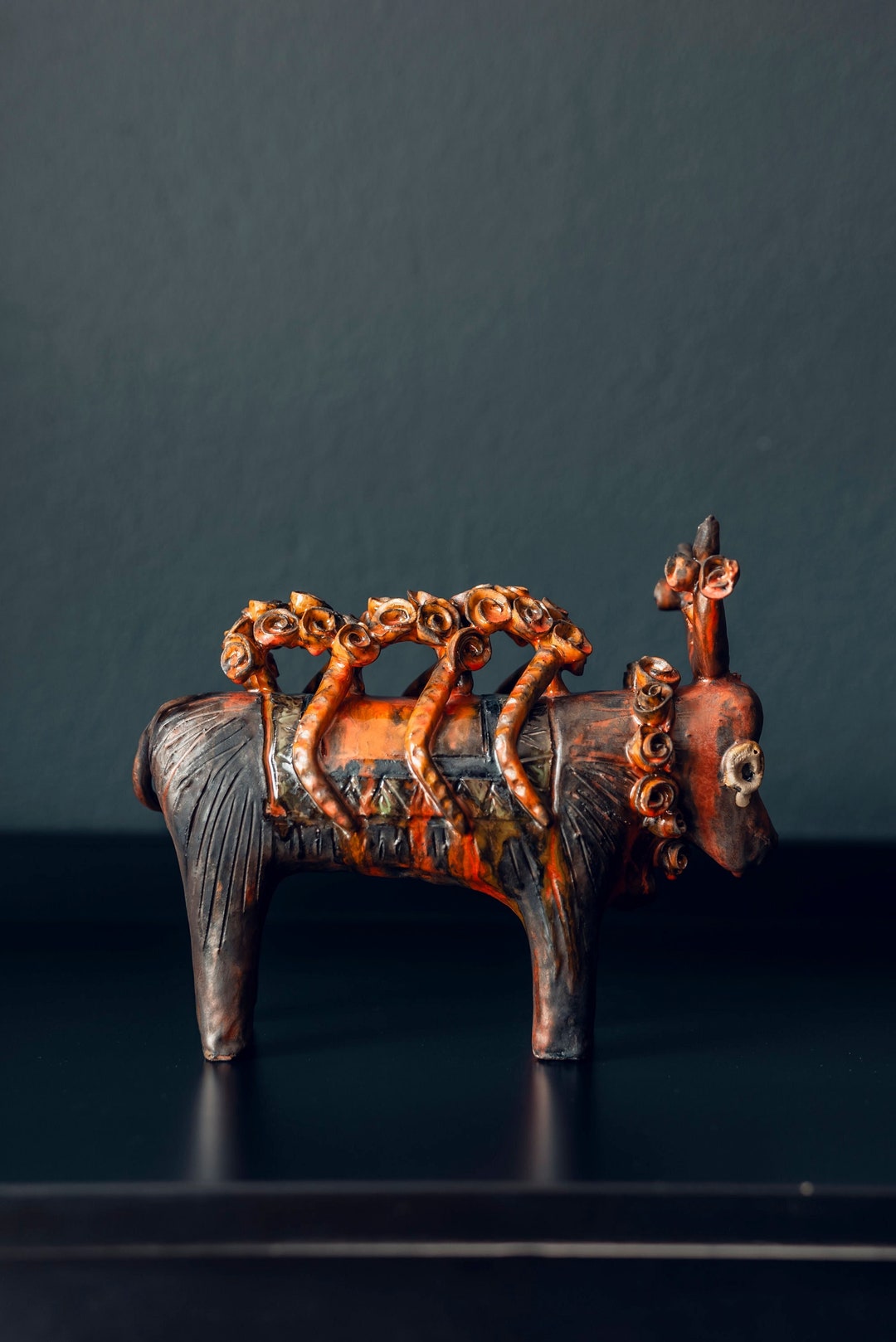 Emilia Palomba Clay Sculpture of a Buffalo Mid Century Modern 1950s ...