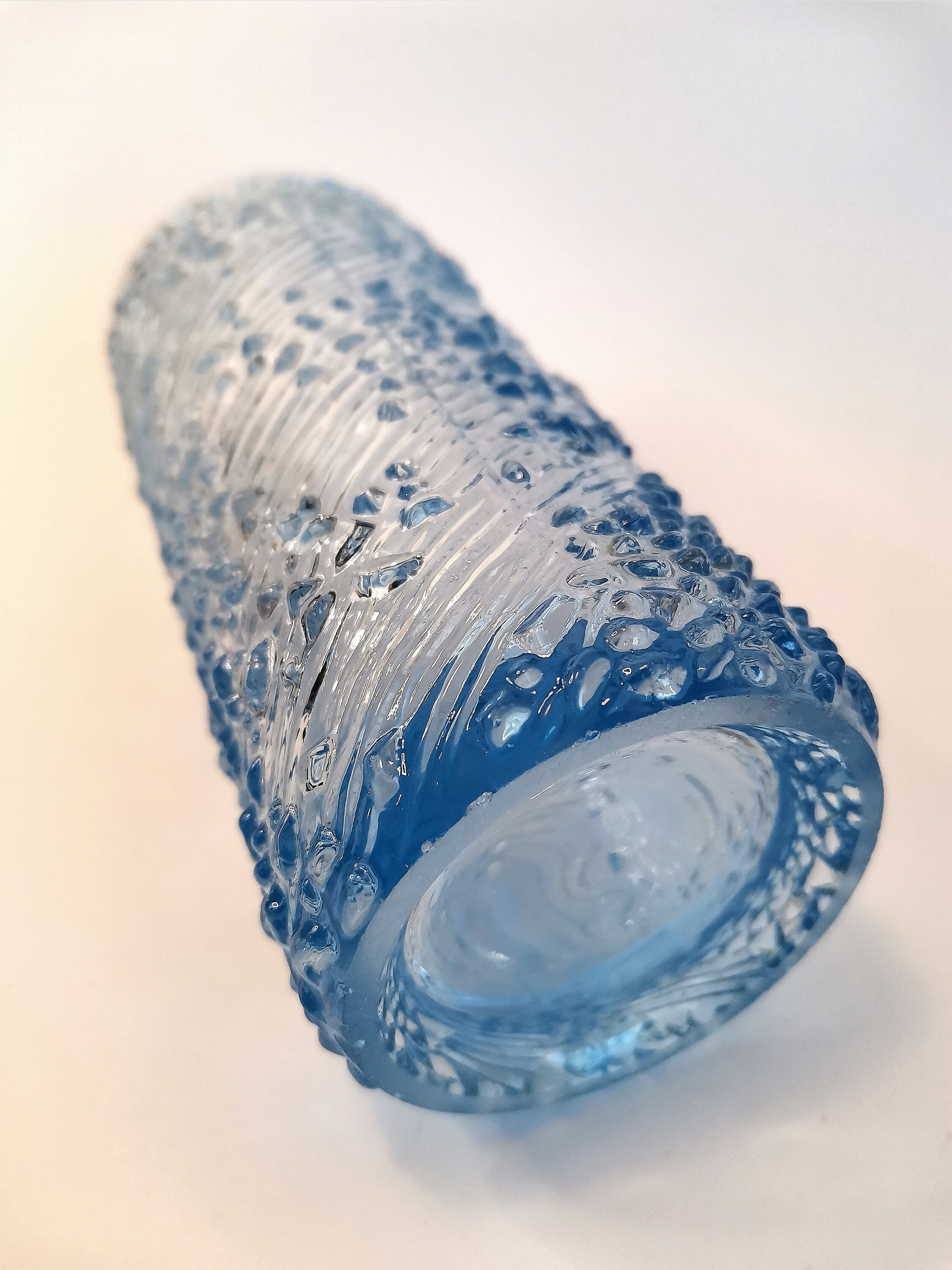 Glass aquamarine cylindrical vase by Jiri Brabec Glass Union | Etsy