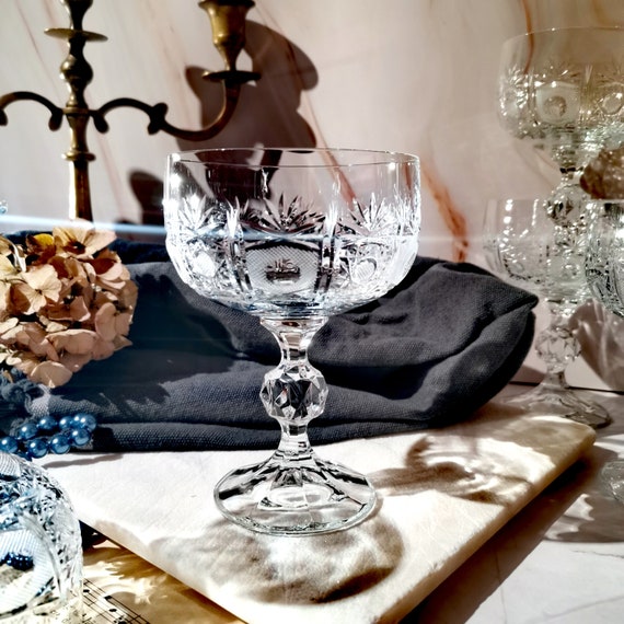 Antique Coupe Crystal Champagne Set of 5 Glasses Bohemia Etsy Ireland