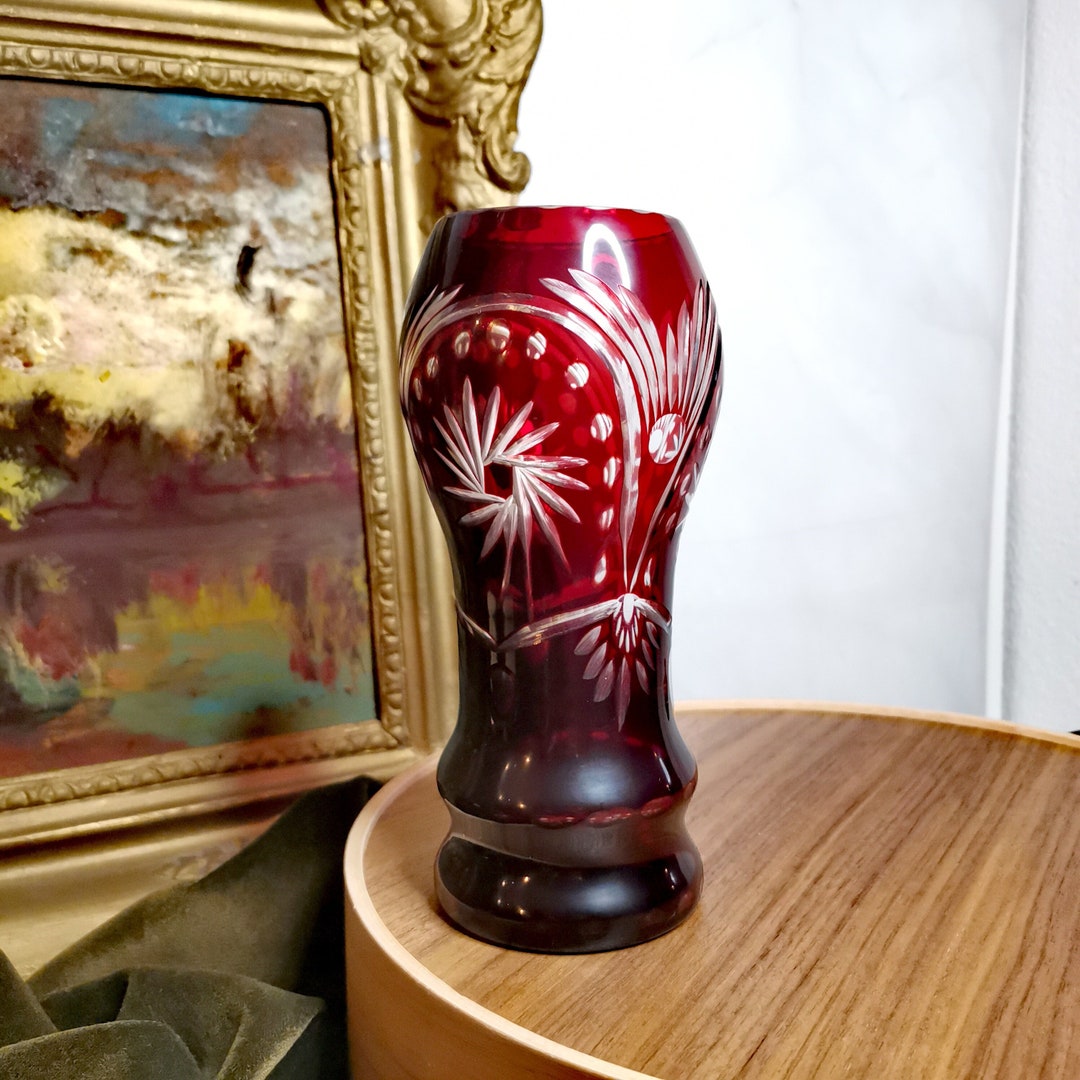 Small Red Glass Vase Egermann 1960s - Etsy