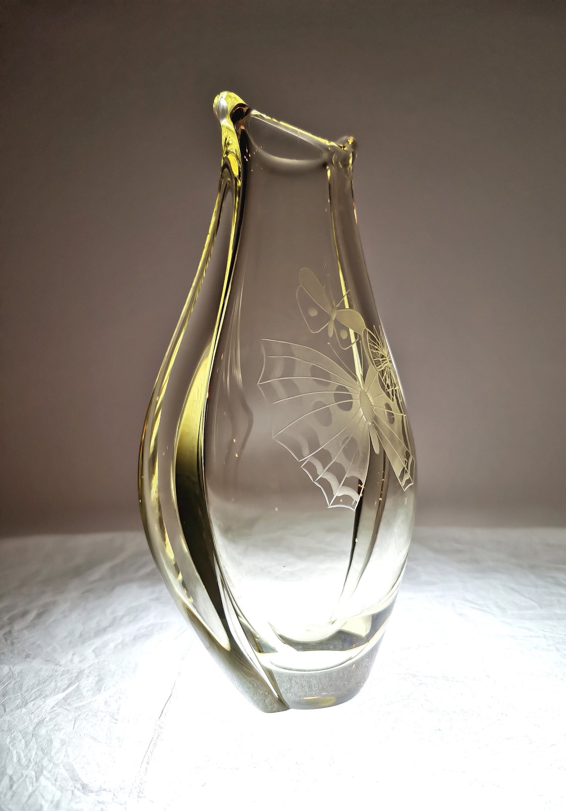 Citrine Glass Vase by Frantisek Zemek 1960s - Etsy