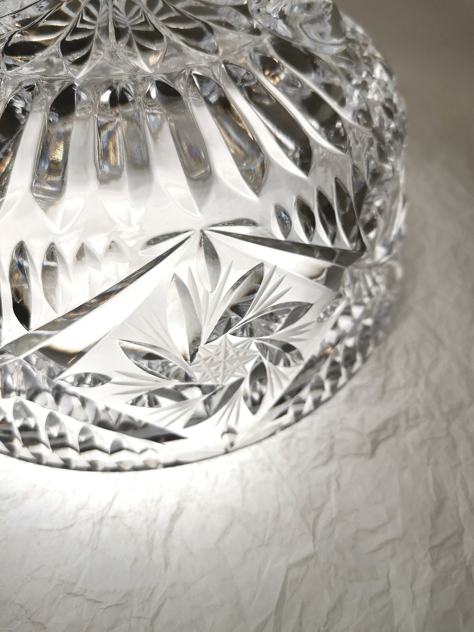 Bohemian cut lead crystal glass bowl | Etsy