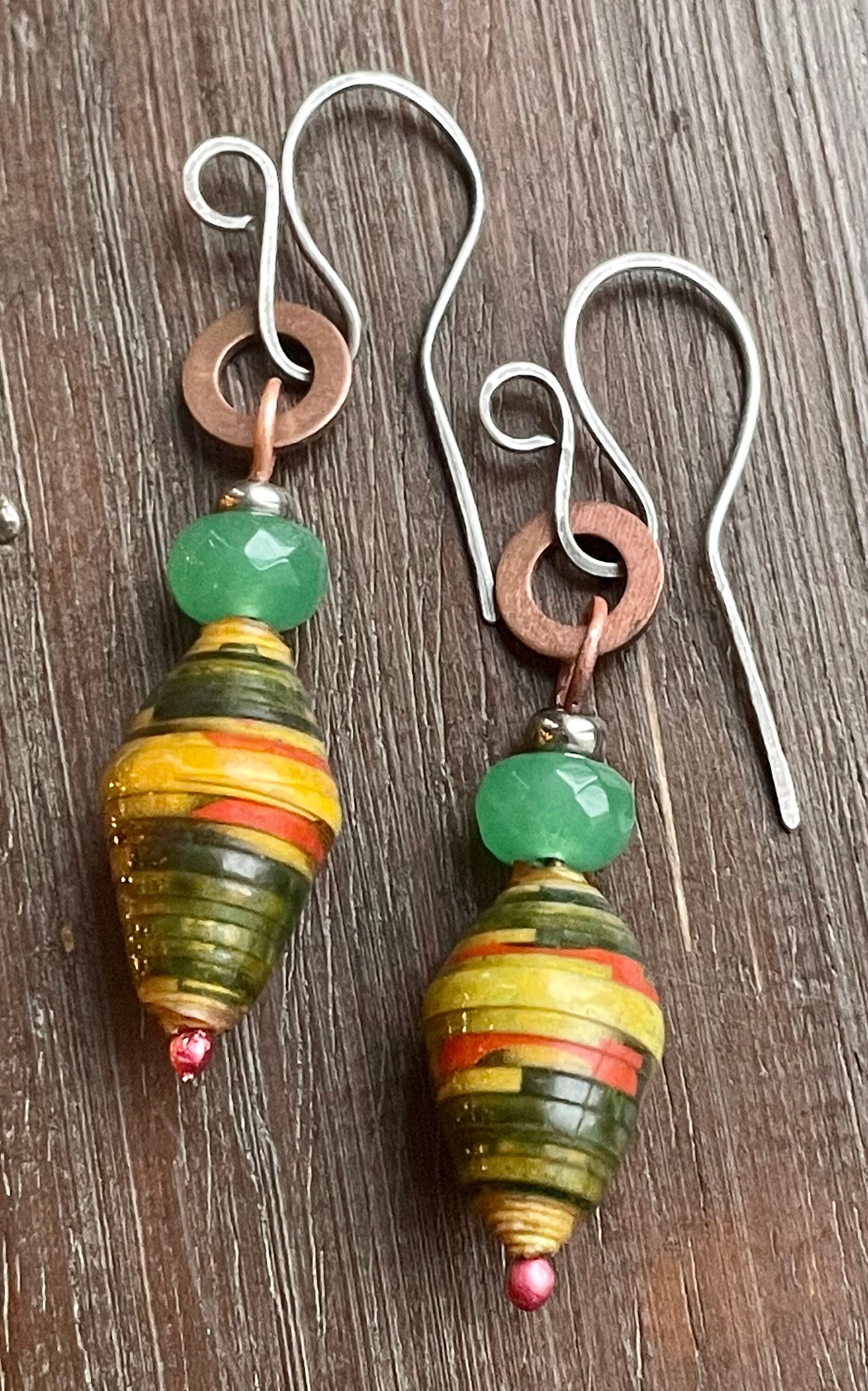 Boho Artisan Handmade Recycled African Paper Bead, Silver, Copper and ...