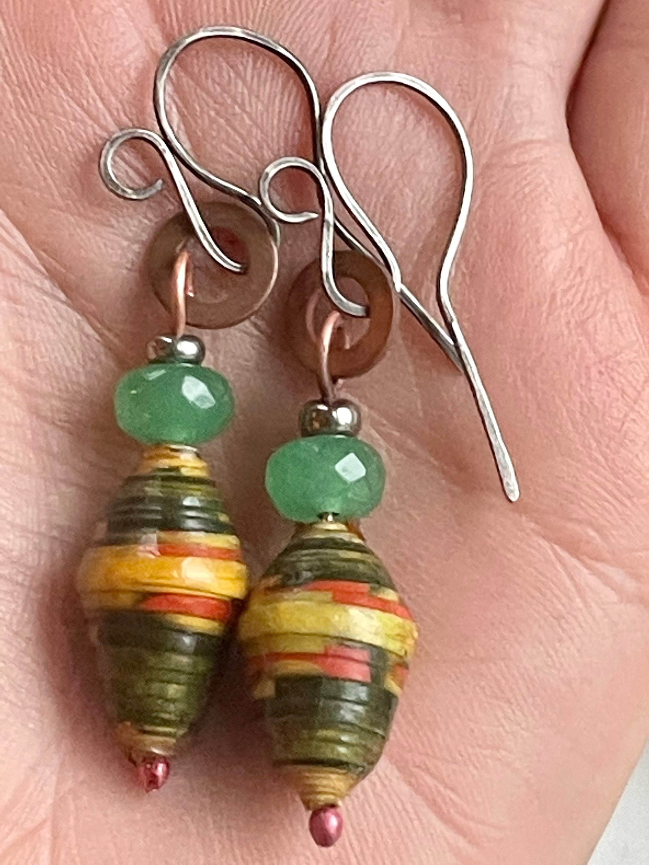 Boho Artisan Handmade Recycled African Paper Bead, Silver, Copper and ...