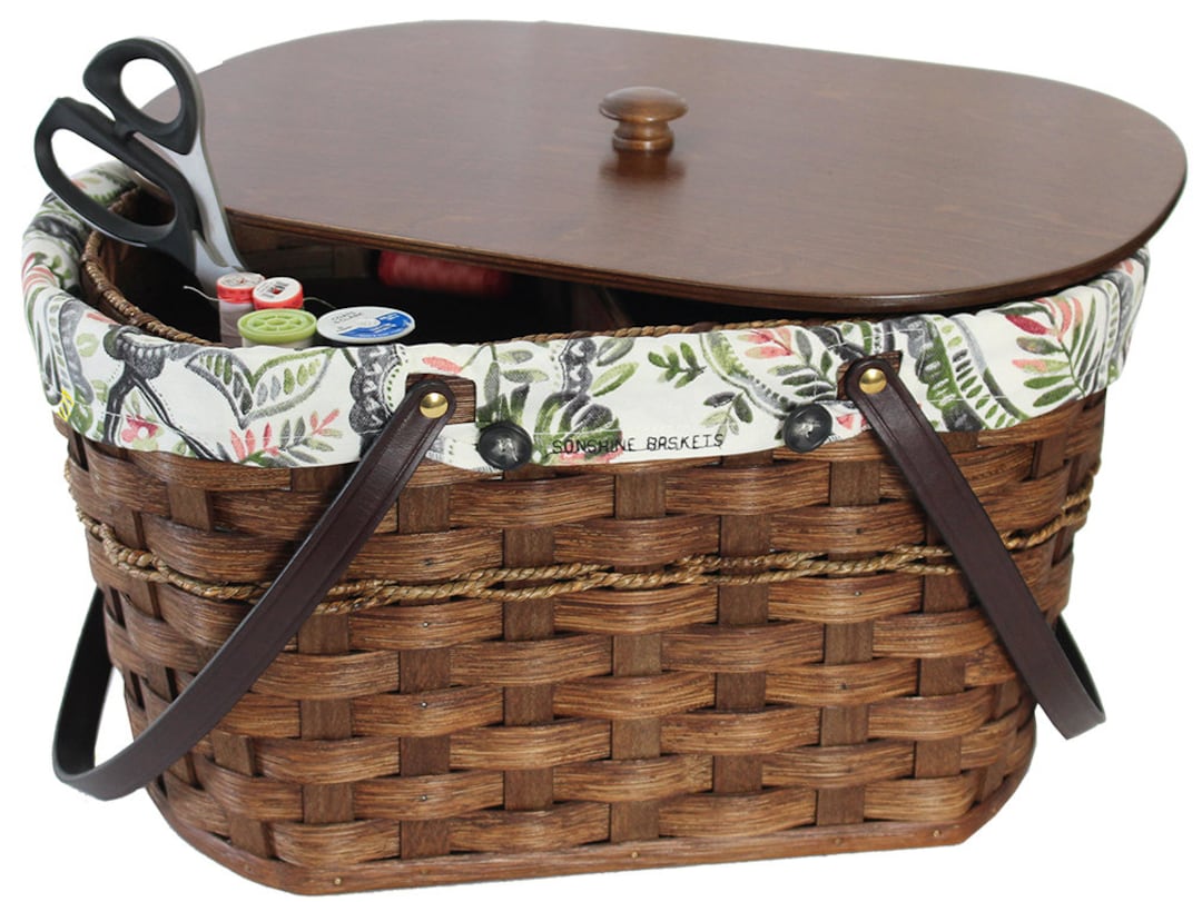 Woven Large Sewing Basket, Amish Handmade Woven Basket, Customizable - Etsy