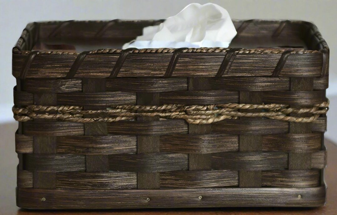 Woven Rectangular Tissue Box Basket, Amish Handmade Woven Basket ...