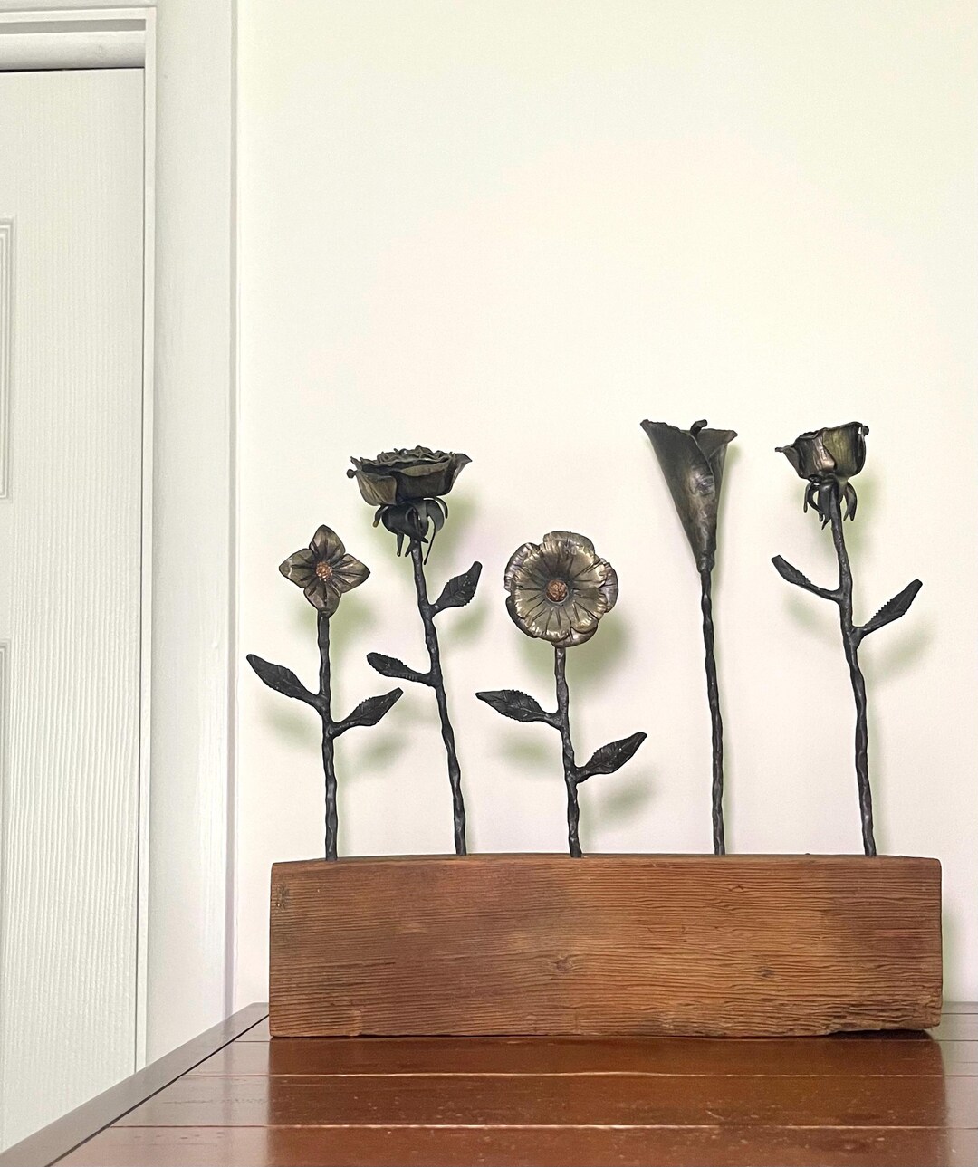 Amish Blacksmith Forged Metal Flowers, Rustic Steel Sculpture - Etsy