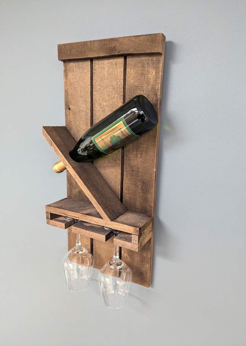 Amish Made Wall Mount Wine Rack – Rustic Pallet Design, Glass Hanger - Etsy