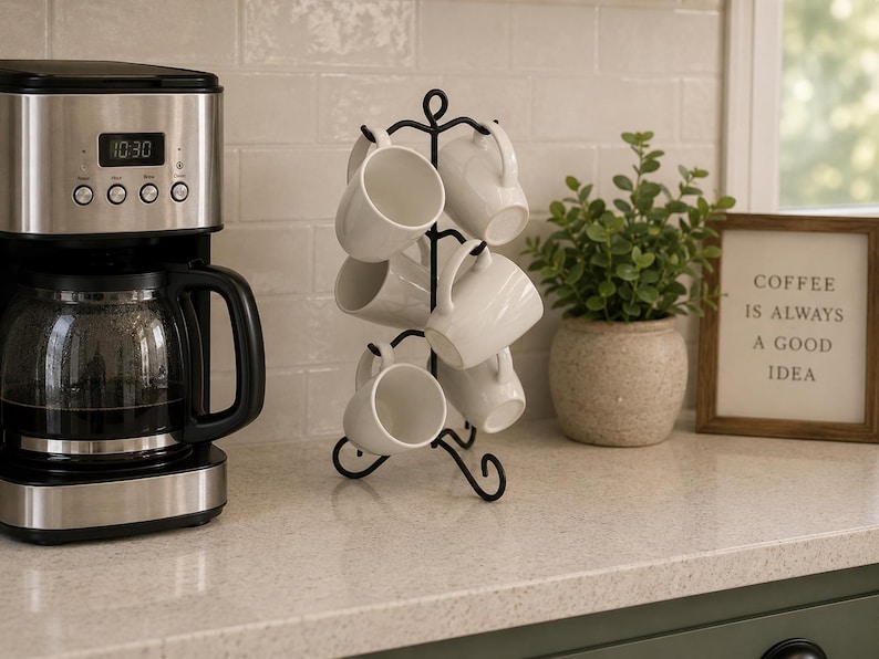 Handmade Wrought Iron Mug Holder | 6-cup Coffee Station Organizer - Etsy