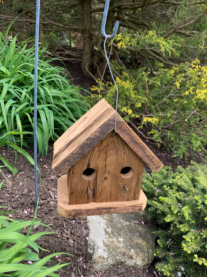 Rustic Hanging Condo Birdhouse Handmade Weather Resistant Double - Etsy