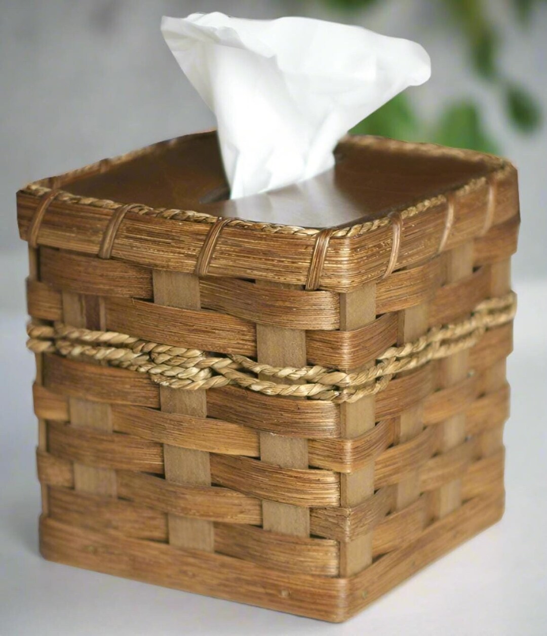 Amish Handmade Woven Tissue Box Cover, Seagrass Trim - Etsy UK
