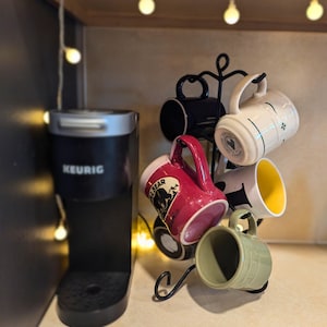 Wrought Iron Mug Holder | Mug Tree for Coffee Cup Storage | Kitchen ...