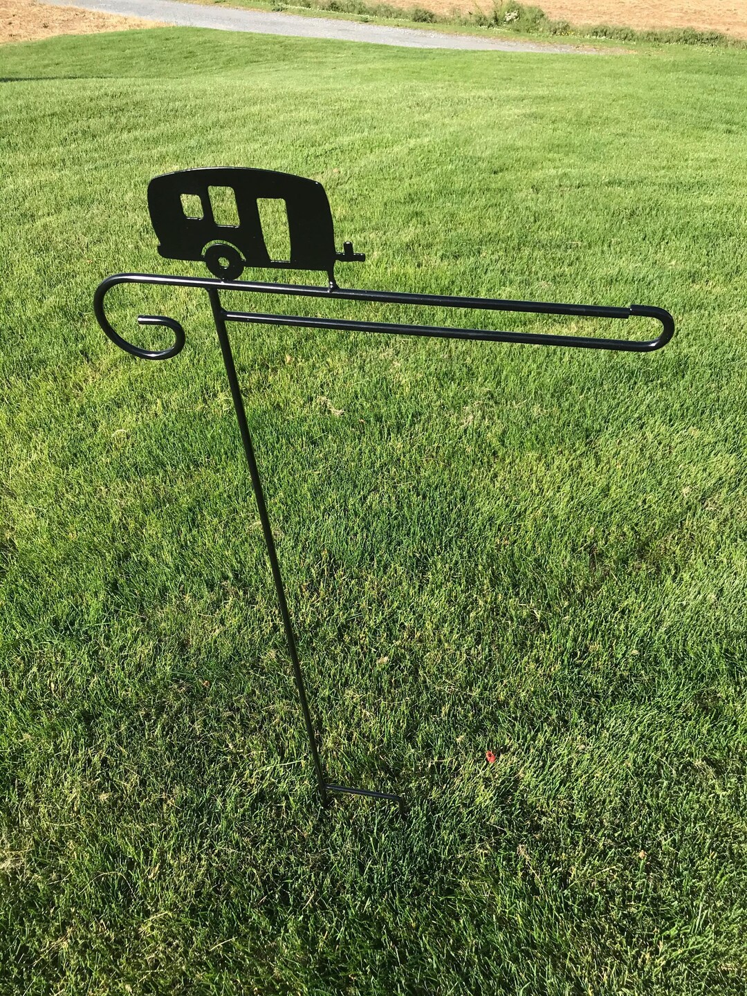 Free Standing Wrought Iron Camper Flag Holder – Heavy Duty Garden Decor ...