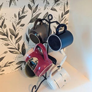 Wrought Iron Mug Holder | Mug Tree for Coffee Cup Storage | Kitchen ...