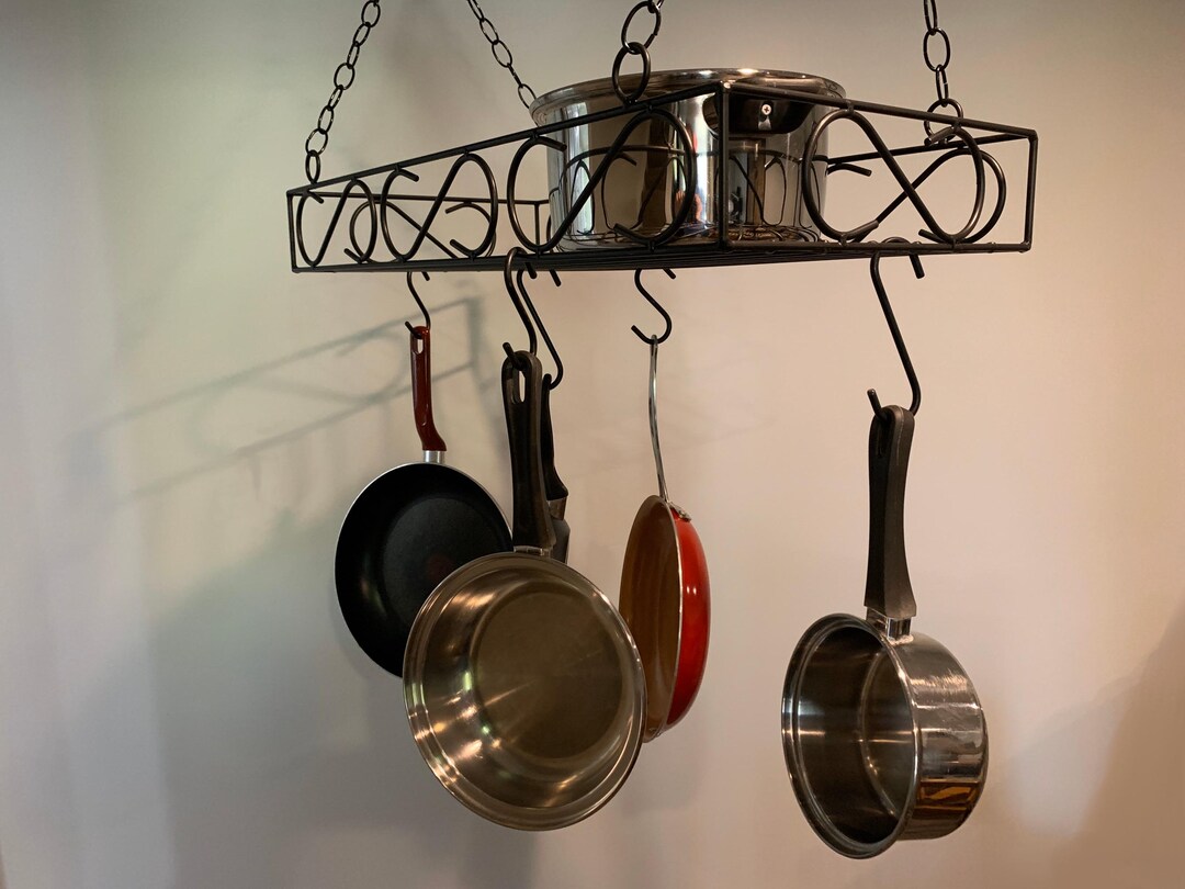 Wrought Iron Ceiling Pot Rack - Amish Made Kitchen Organizer - Etsy