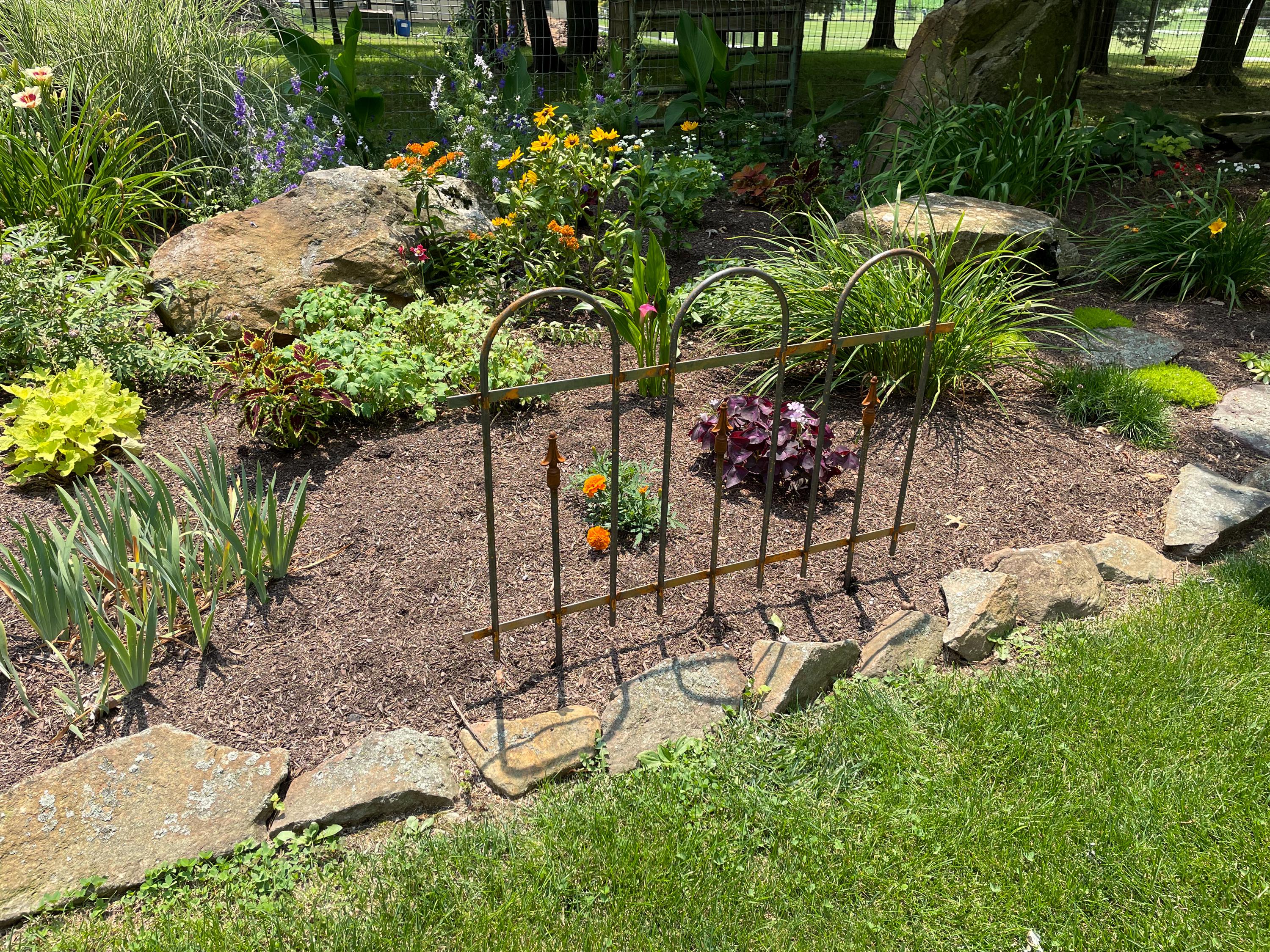 Rusty Wrought Iron Fence Section - Cast Iron - Finial - Garden Border ...