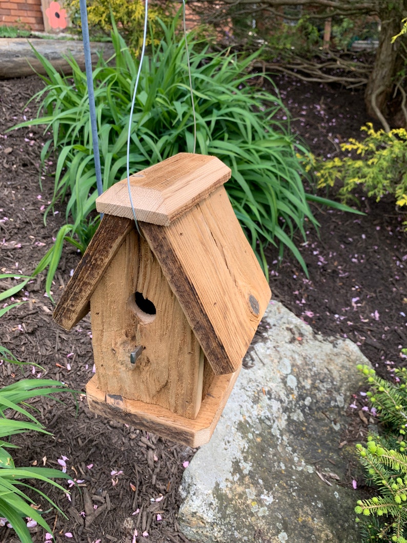 Rustic Hanging Wren Birdhouse Handmade Weather Resistant | Etsy