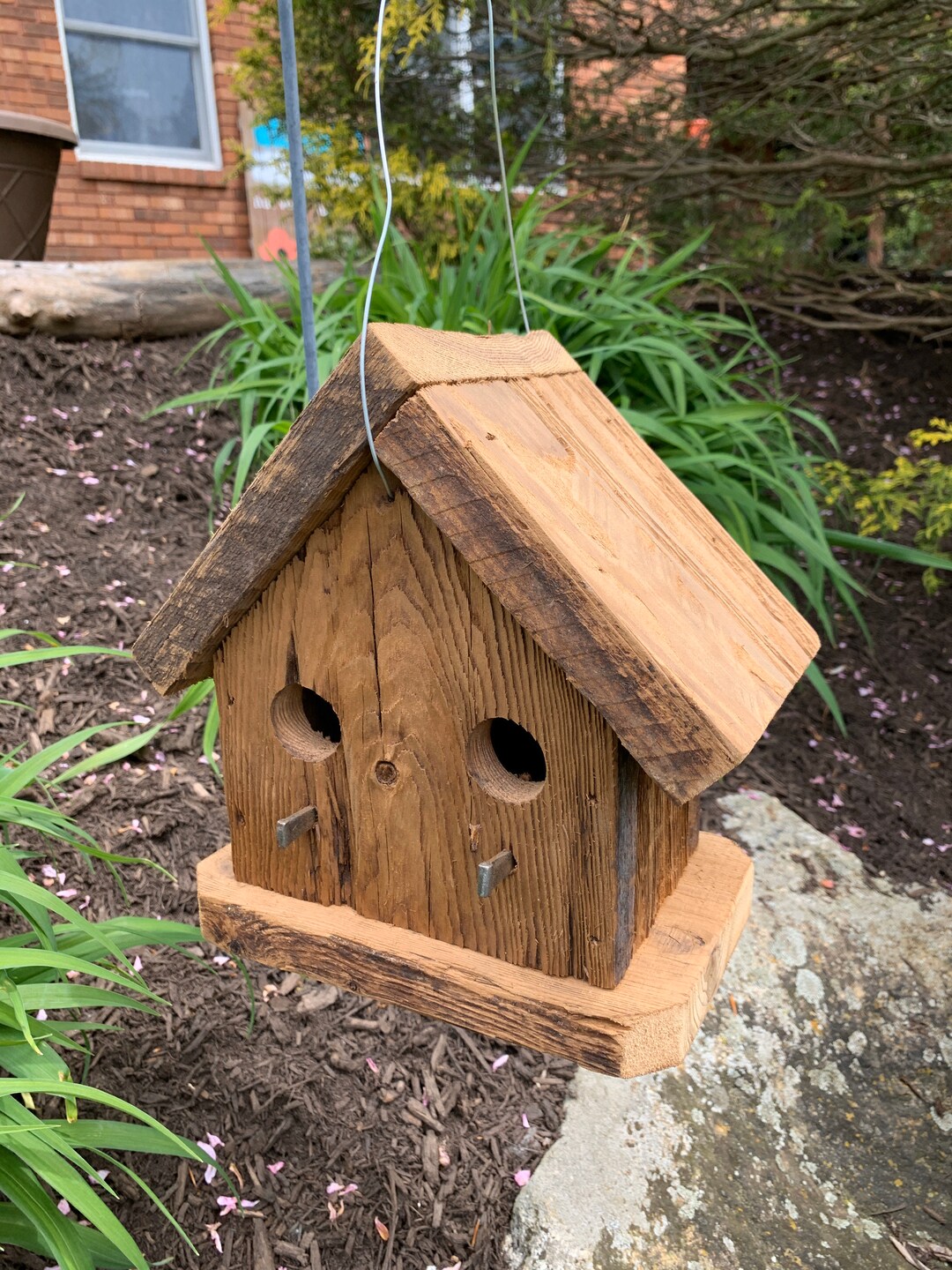 Rustic Hanging Condo Birdhouse Handmade Weather Resistant Double - Etsy