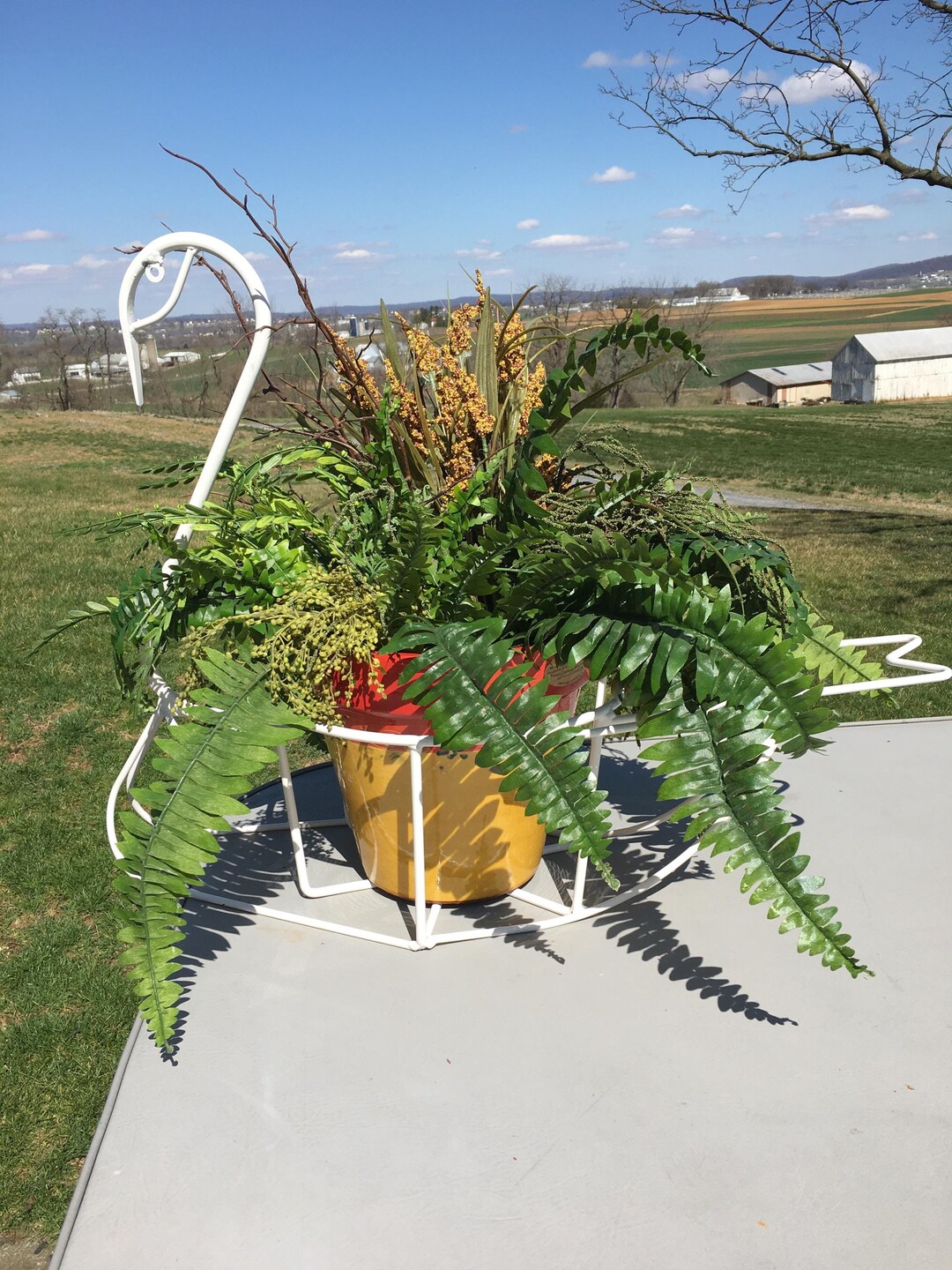Swan Flower Pot Holder Wrought Iron Planter Garden Decor Amish Made - Etsy