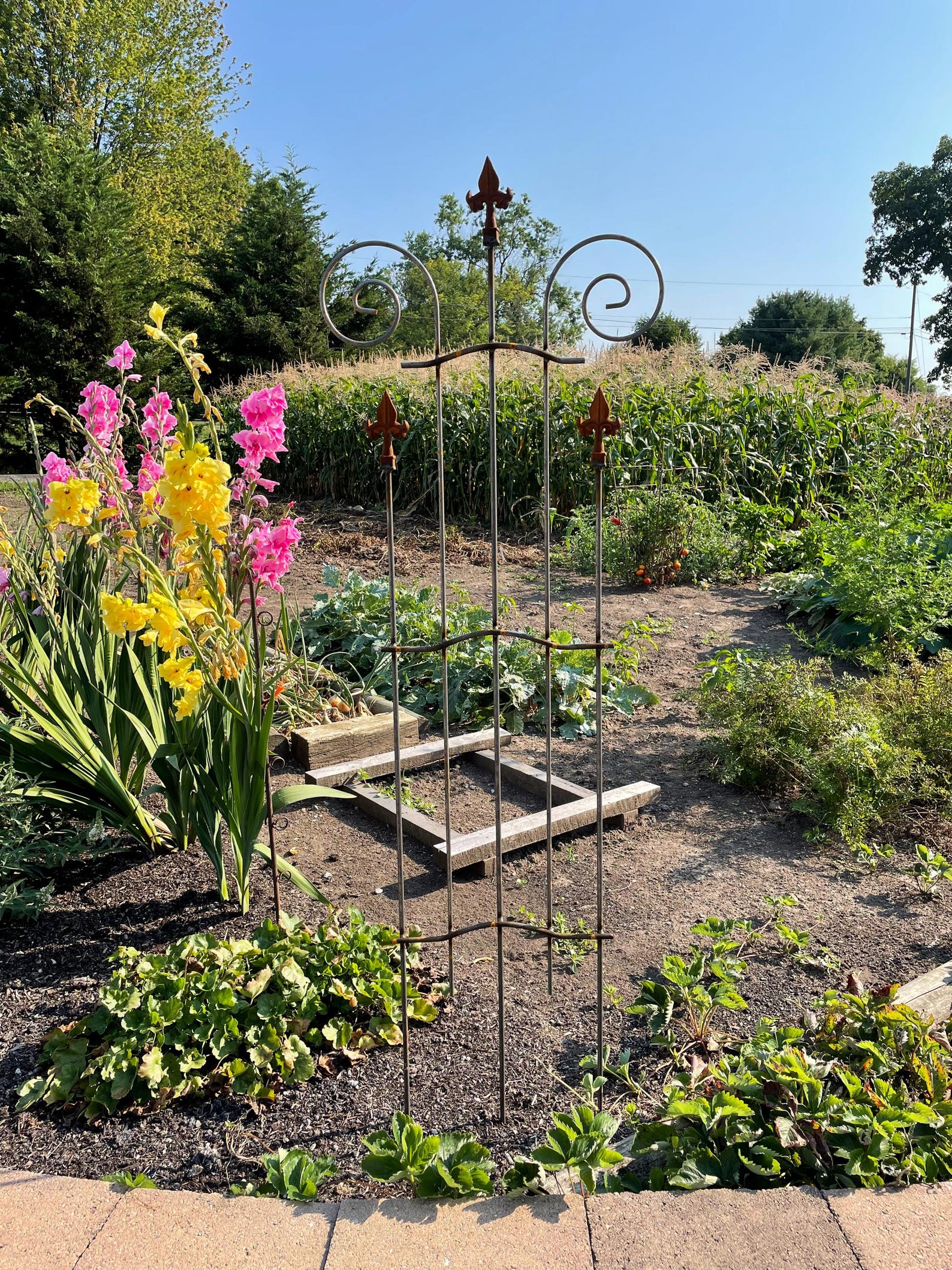 Handmade Wrought Iron Plant Trellis With Finial – Amish Garden Decor - Etsy