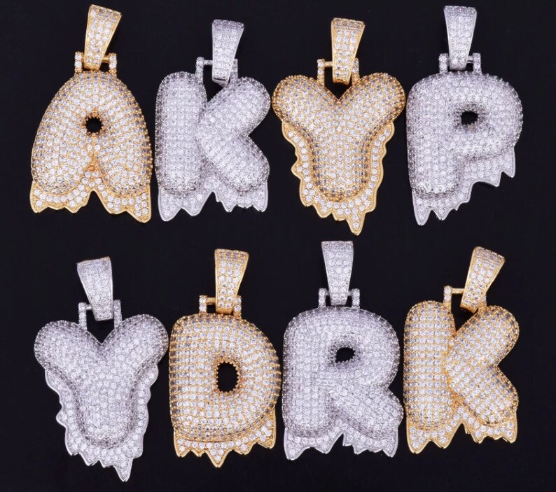 Custom Name Drip Bubble Letters Charms Necklaces & Pendant - Etsy