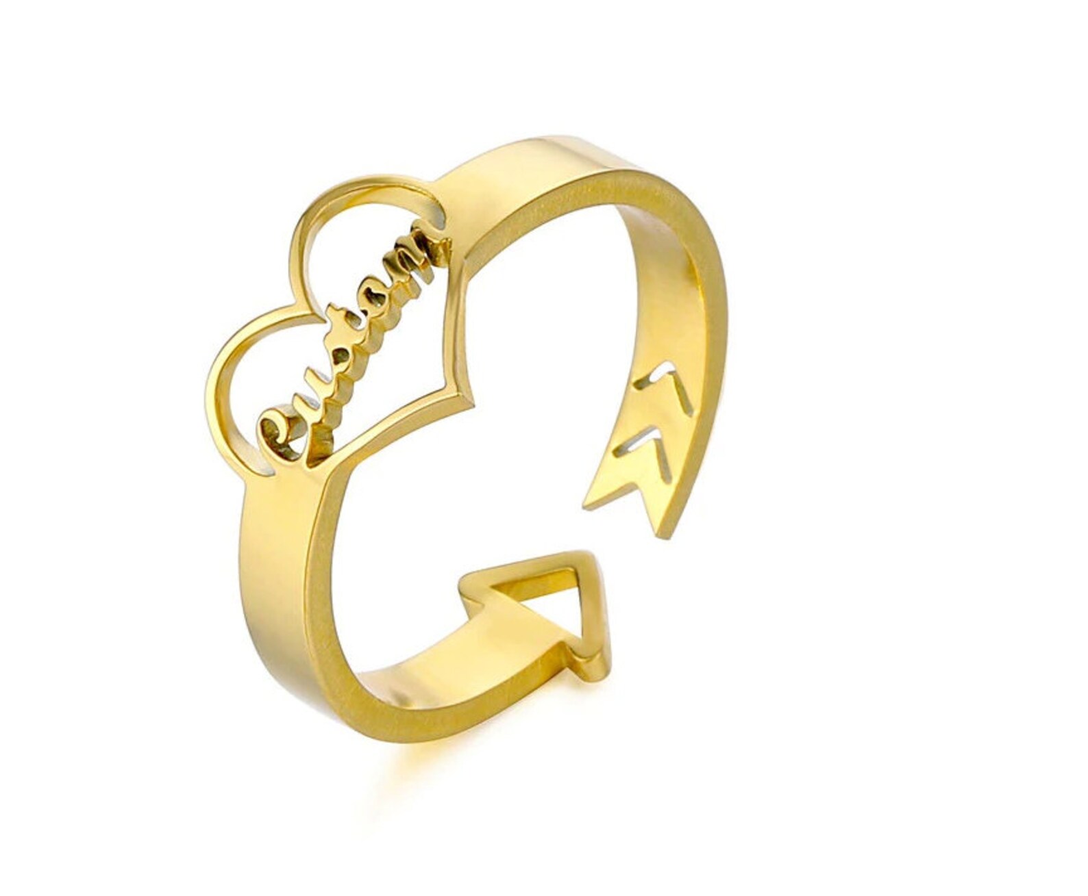 Loving Heart Custom Name Adjustable Ring for Women Girls - Etsy