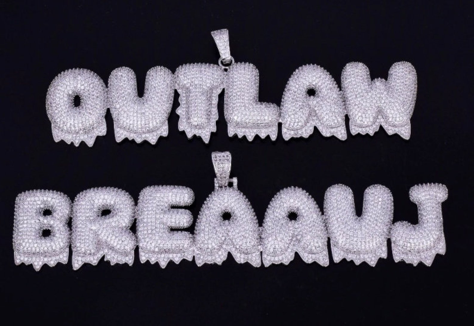 Custom Name Drip Bubble Letters Charms Necklaces & Pendant - Etsy