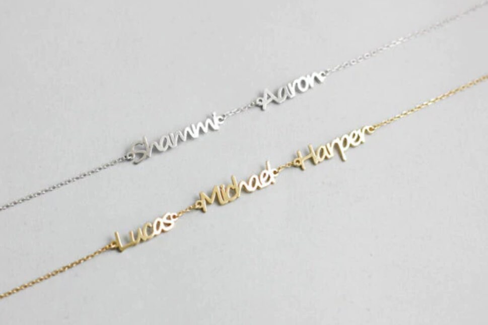 Fashion Customized 3 Names Chain Bracelet Handmade - Etsy