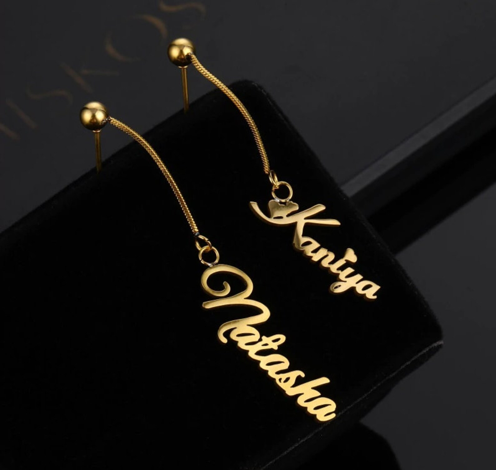 Custom Name Earrings Personalized Vertical Name Dangle - Etsy